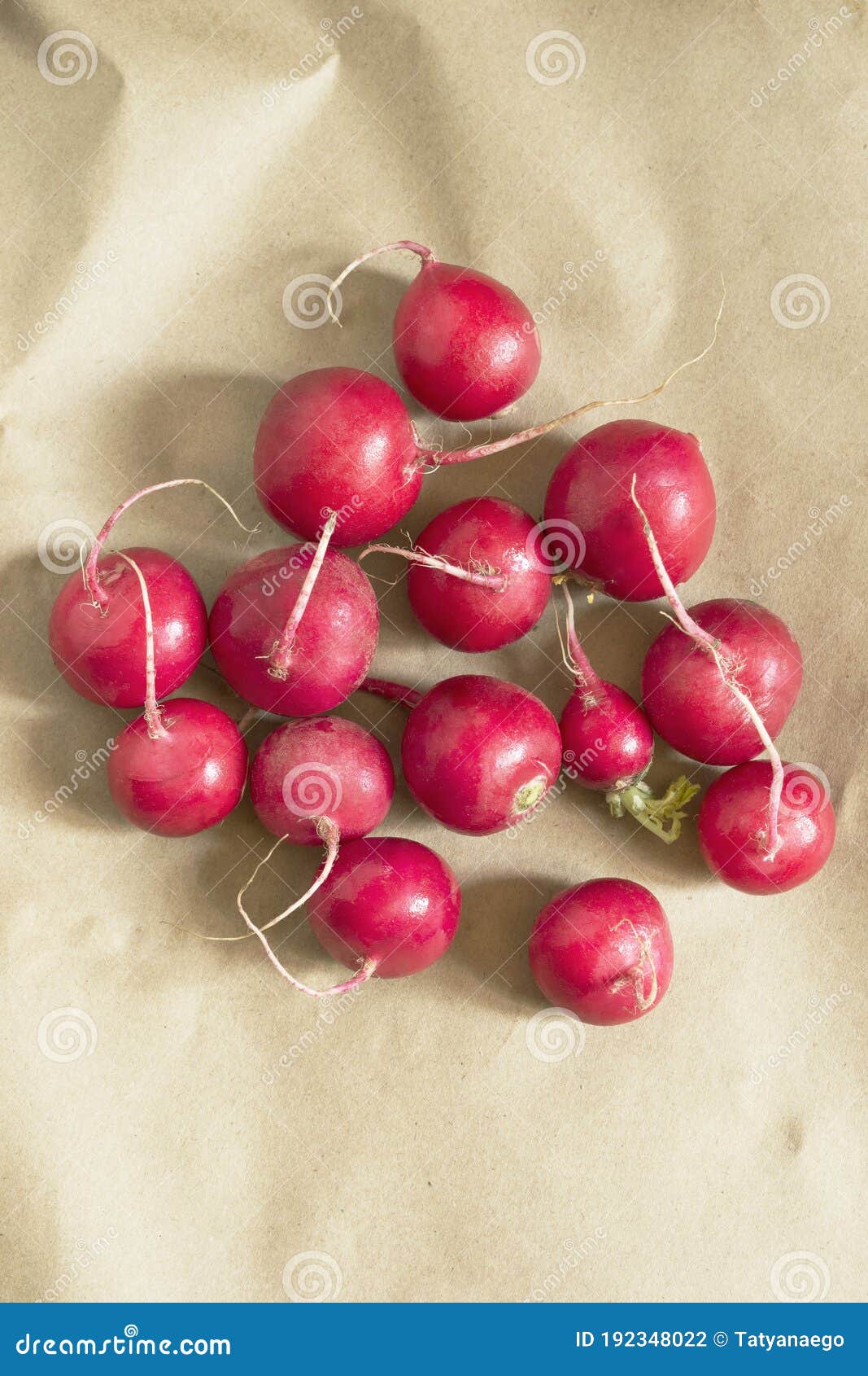 Radish on craft paper stock photo. Image of natural - 192348022