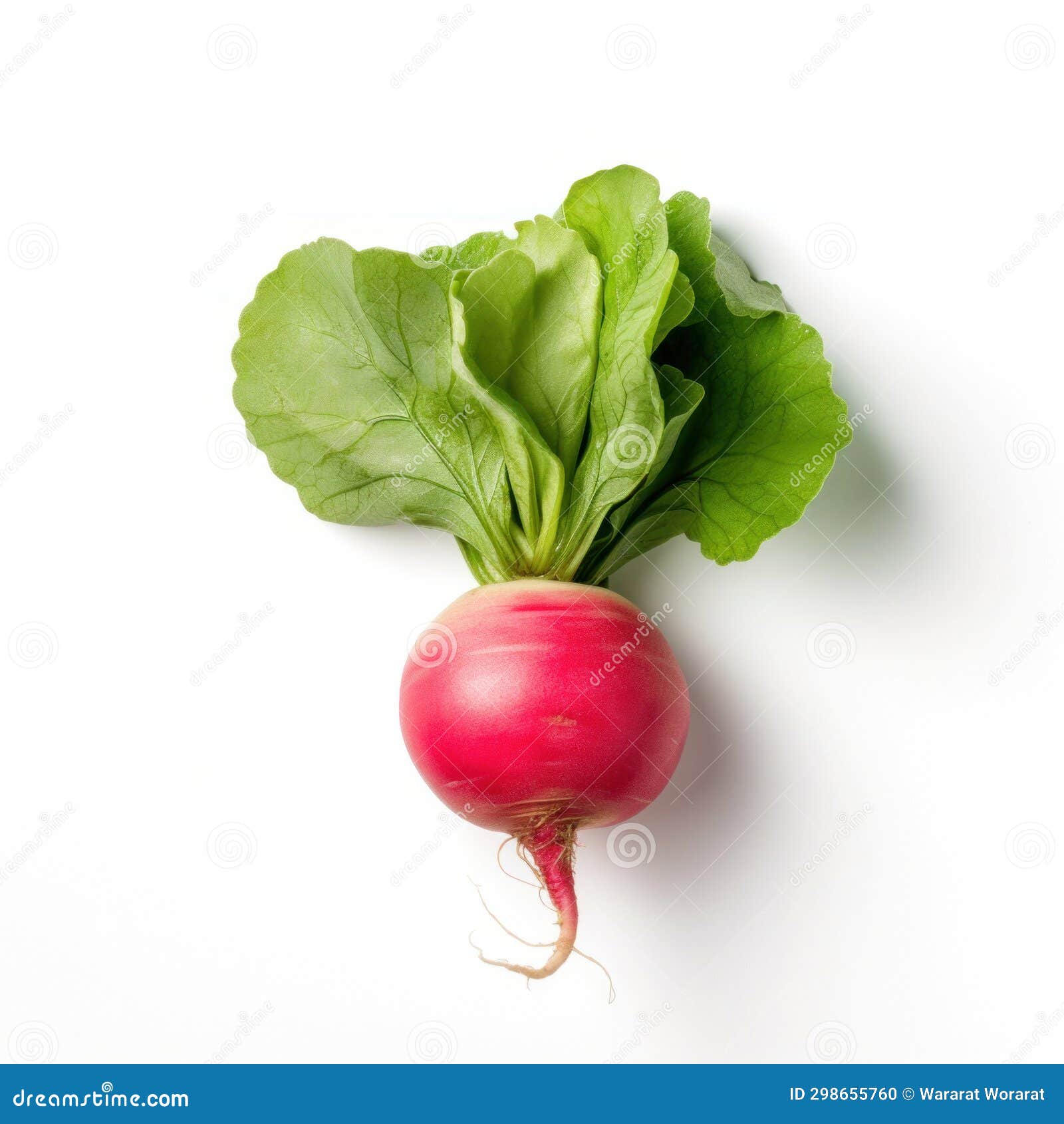 A Radish with Green Leaves on White Background Stock Illustration ...