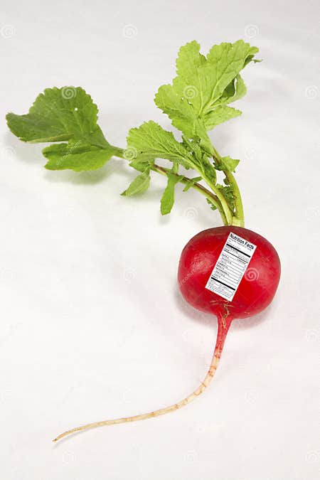 Radish with Nutrition Label Stock Photo - Image of cruciferous, facts ...