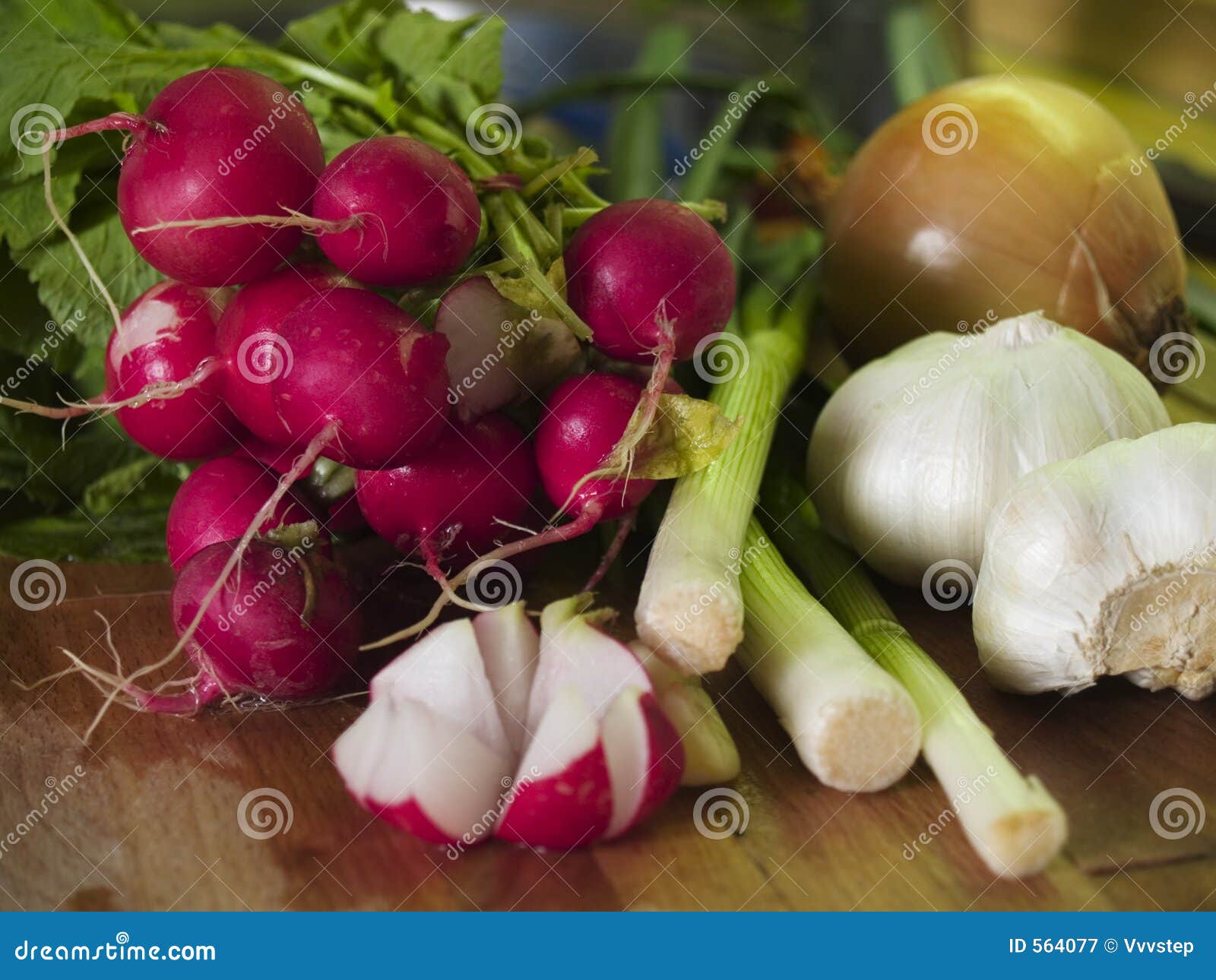 Radish, onion and garlic stock image. Image of kitchen - 564077
