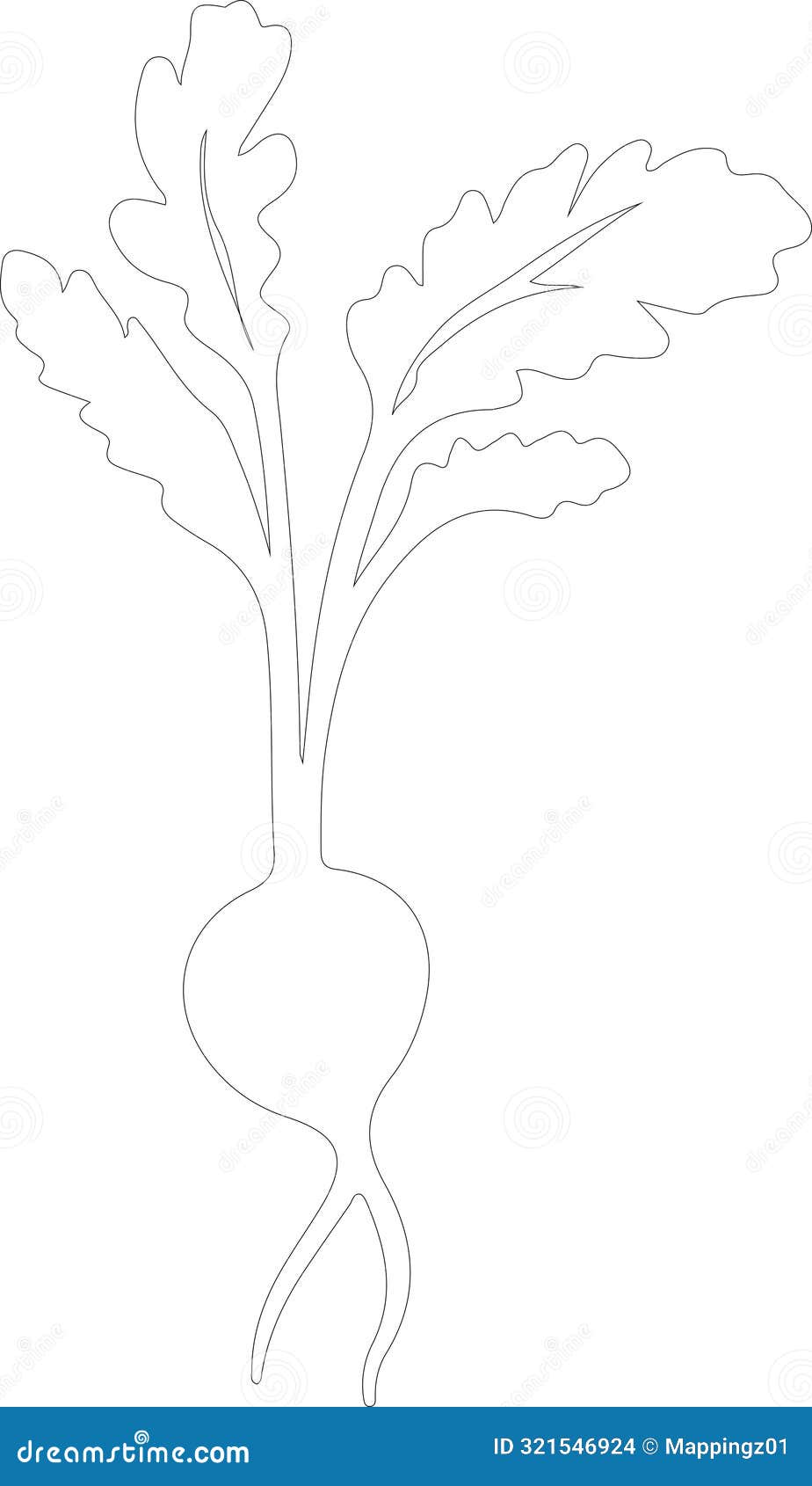 Radish Outline Silhouette Generative Ai Stock Vector - Illustration of ...