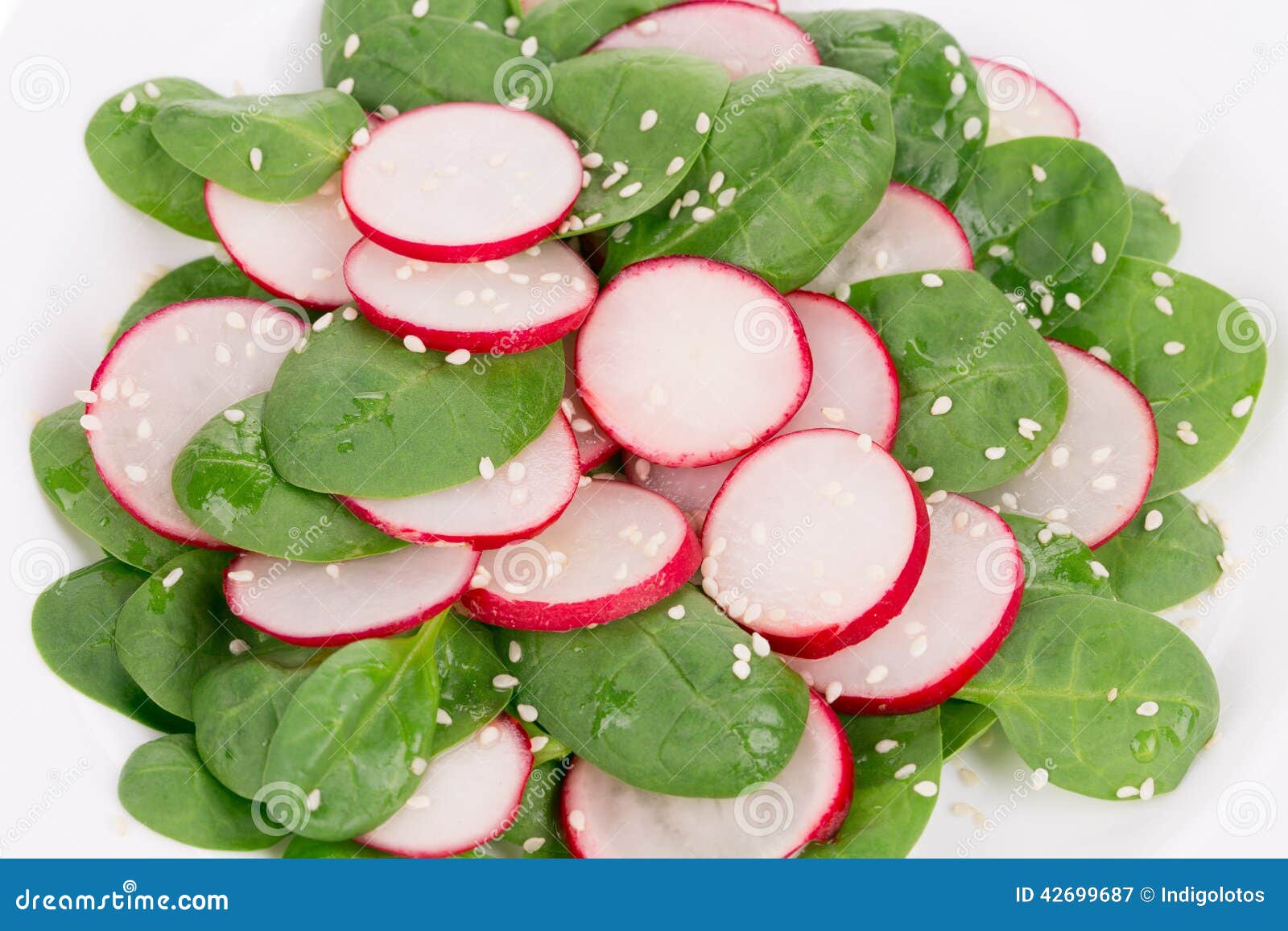 Radish salad with spinach. stock image. Image of closeup - 42699687