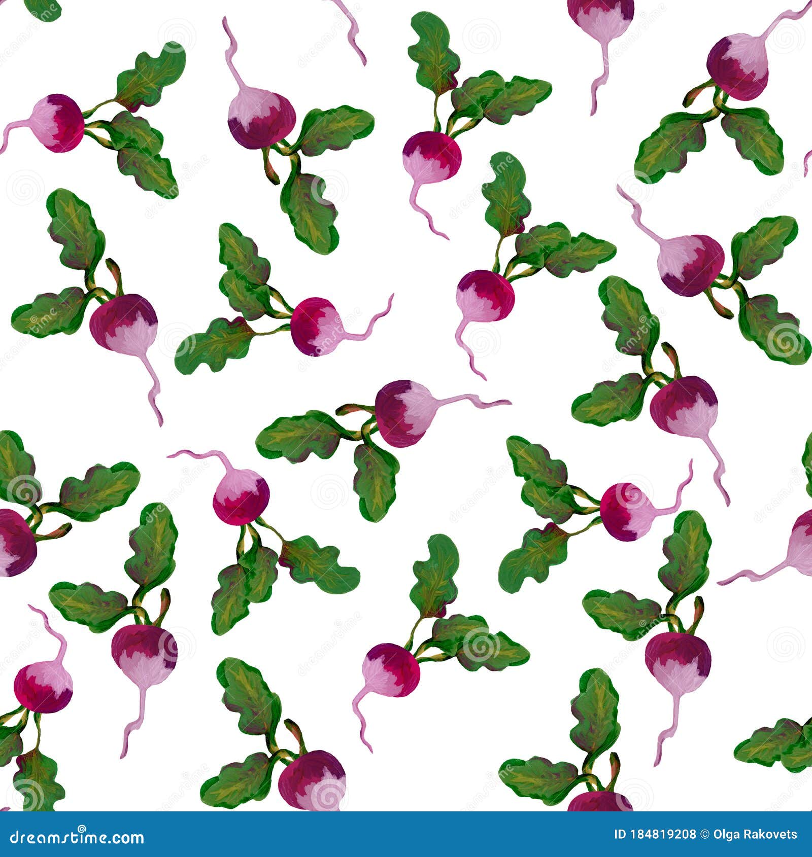 Radish Seamless Pattern, Vegetable Hand Draw Illustration for Design ...
