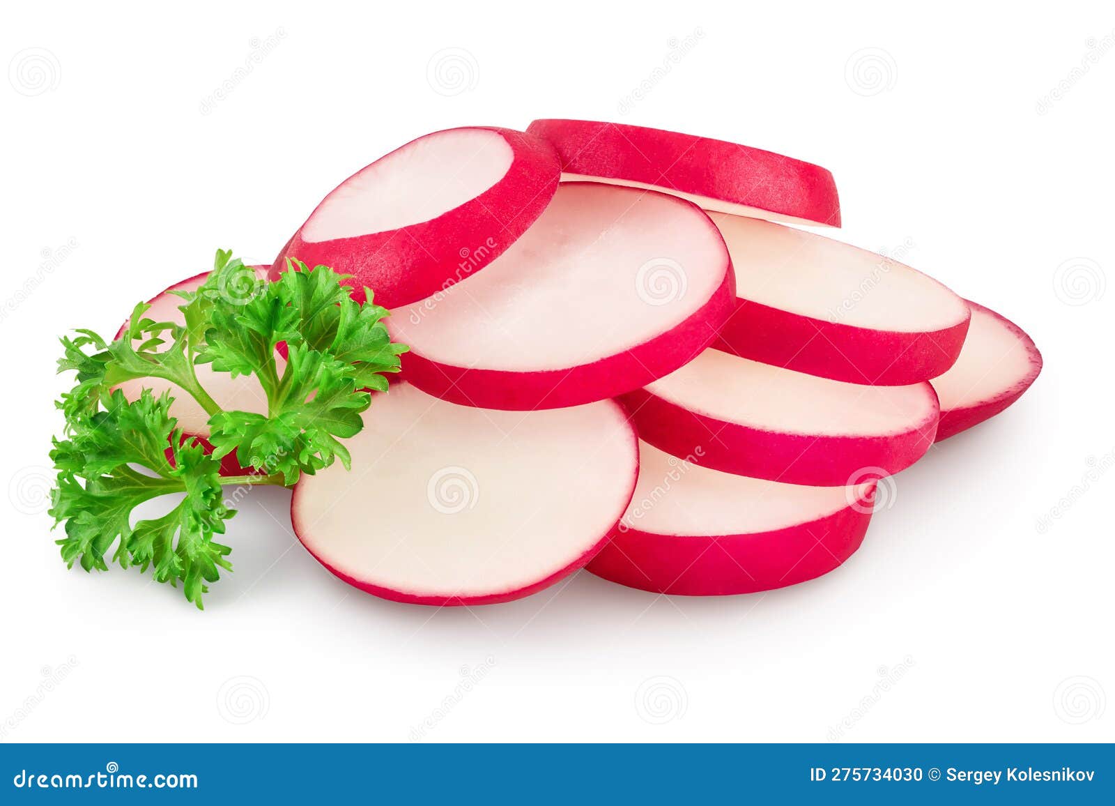 Radish Slices Isolated on White Background with Full Depth of Field ...
