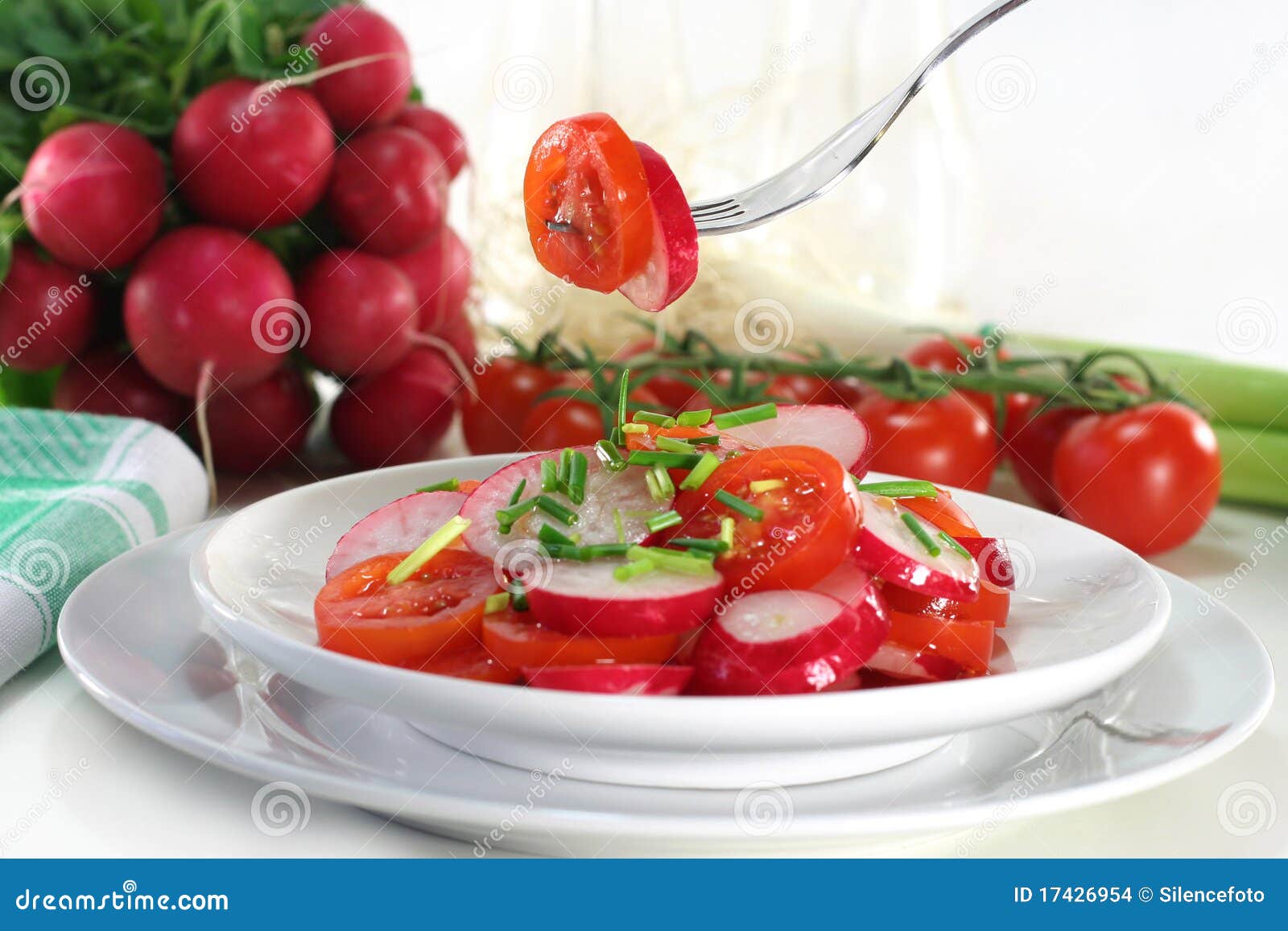 Radish and tomato salad stock photo. Image of bowl, diet - 17426954