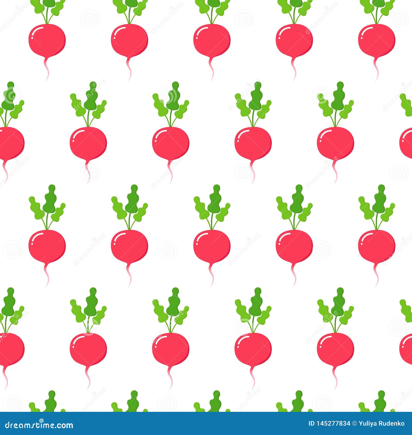 Radish Vector Seamless Pattern. Hand Drawn Texture for Kitchen ...