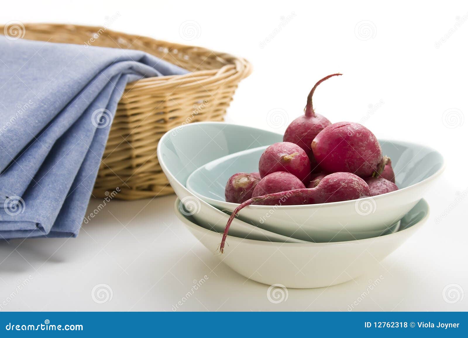 Radishes in a Blue Bowl stock photo. Image of wicker - 12762318