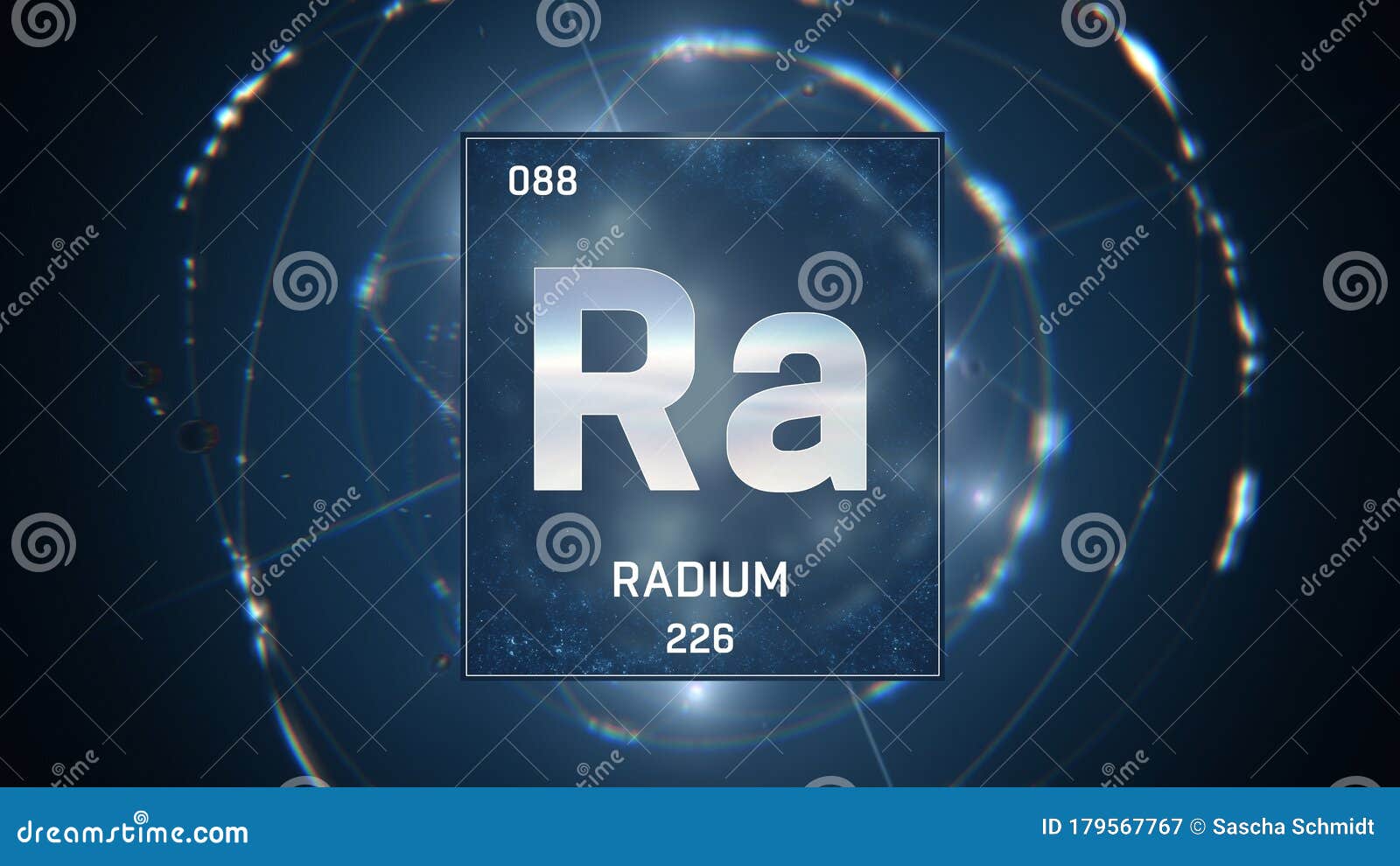 Radium As Element 88 of the Periodic Table 3D Illustration on Blue ...