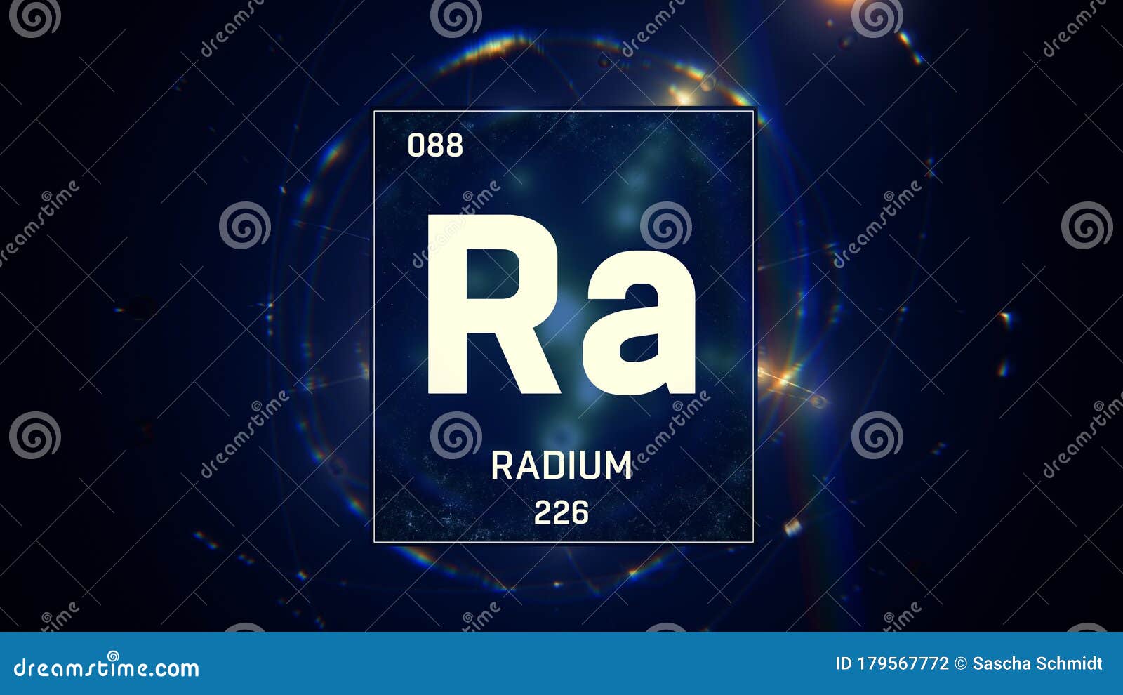 Radium As Element 88 of the Periodic Table 3D Illustration on Blue ...