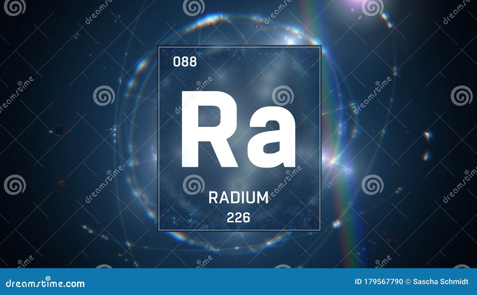 Radium As Element 88 of the Periodic Table 3D Illustration on Blue ...