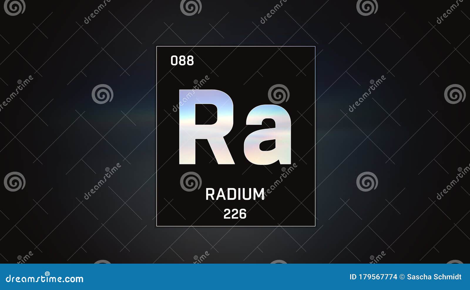 Radium As Element 88 of the Periodic Table 3D Illustration on Grey ...