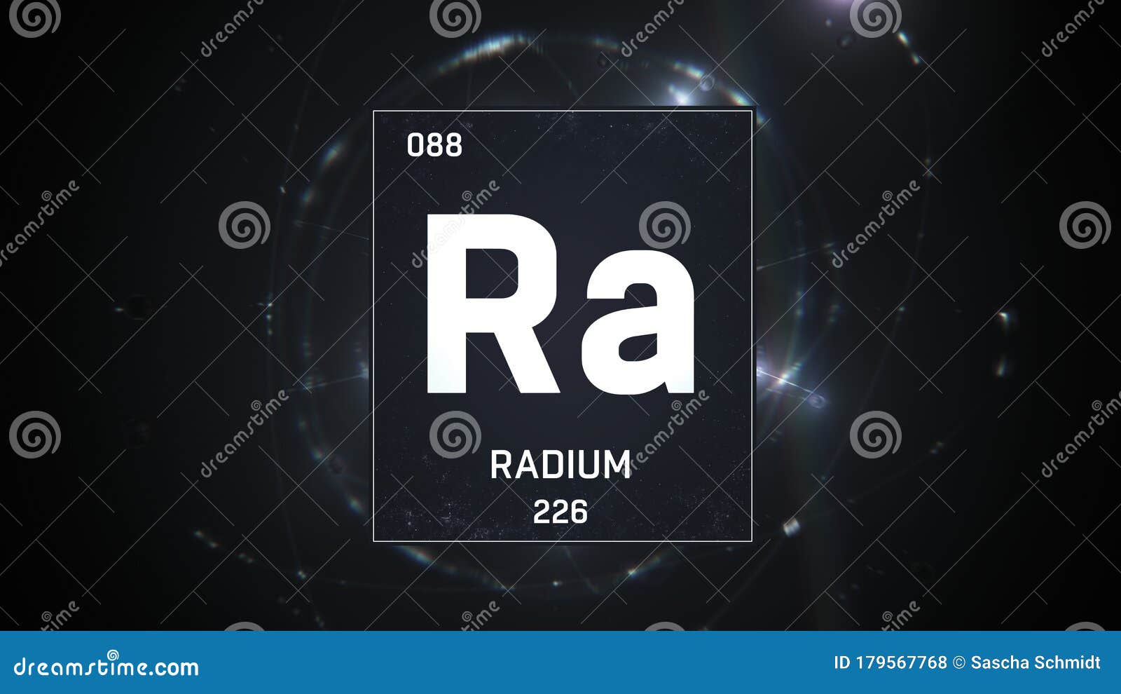 Radium As Element 88 Of The Periodic Table 3D Illustration On Silver ...