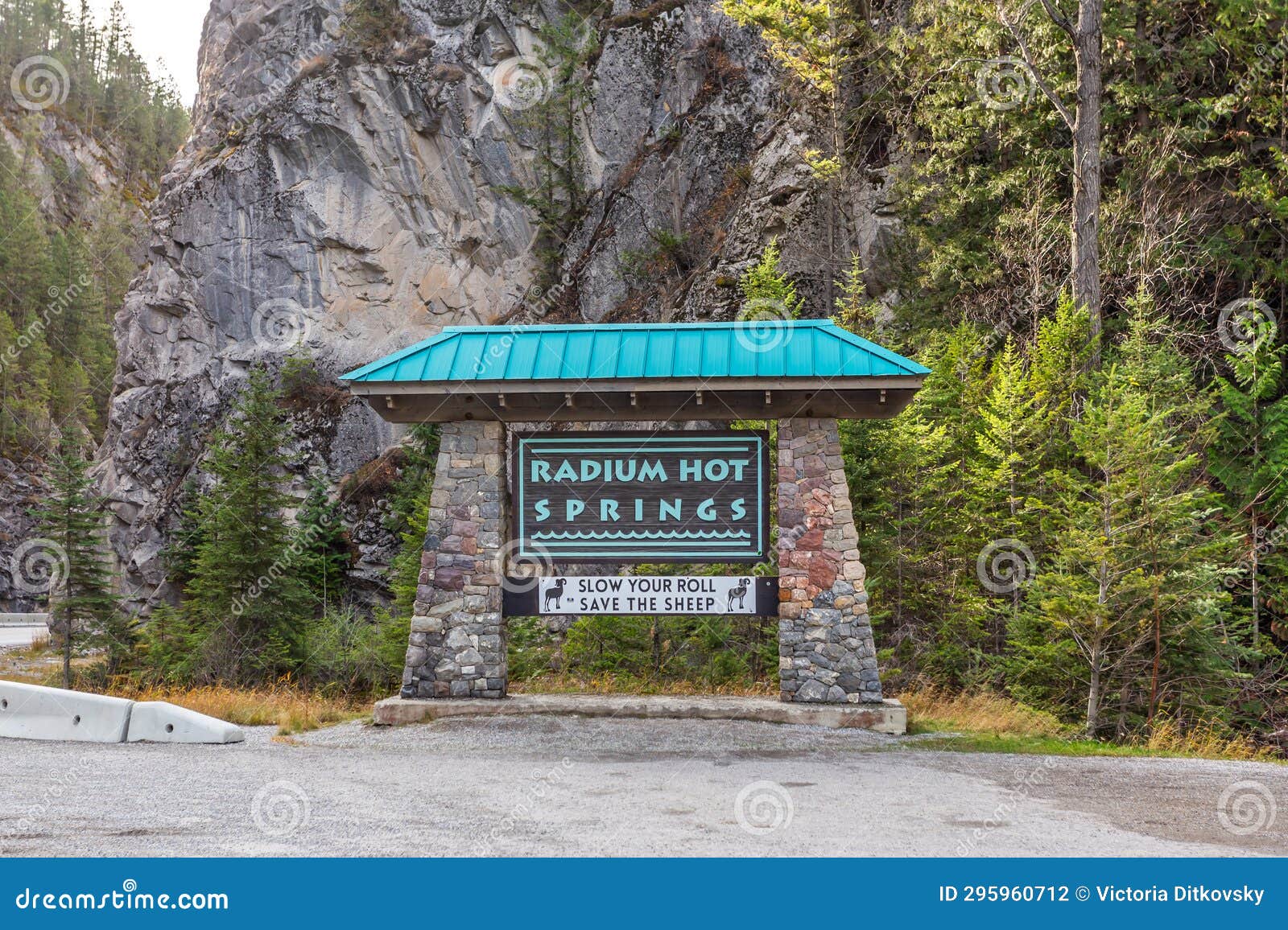 Radium Hot Springs sign stock photo. Image of springs - 295960712
