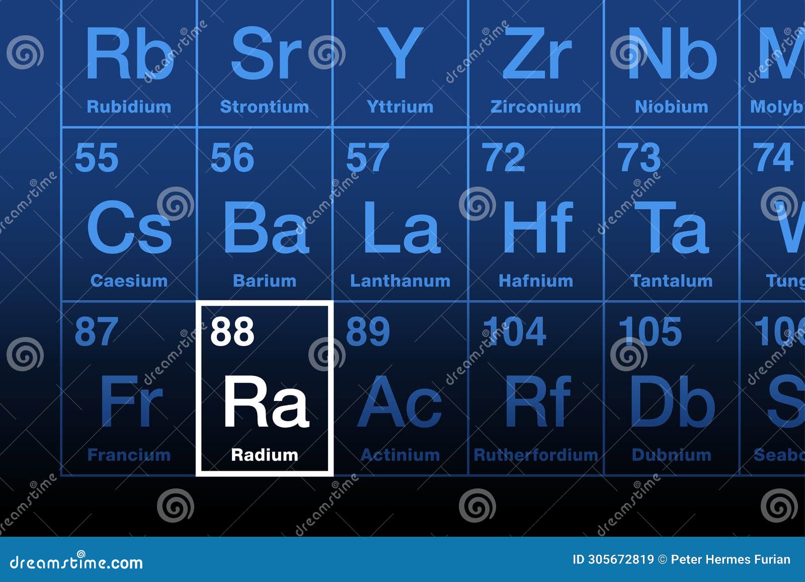 Radium As Element 88 Of The Periodic Table 3D Illustration On Silver ...