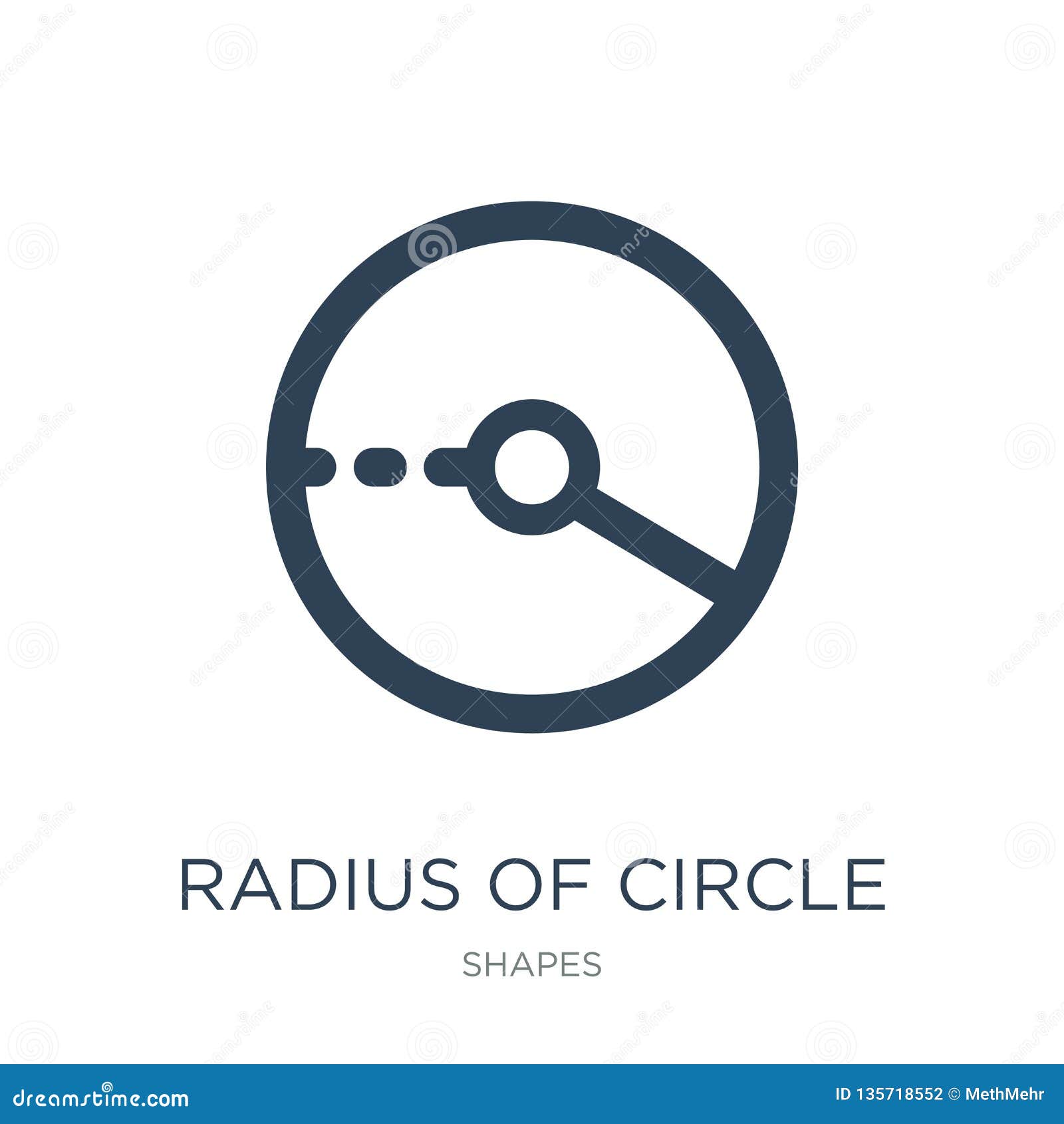 Radius of Circle Icon in Trendy Design Style. Radius of Circle Icon ...