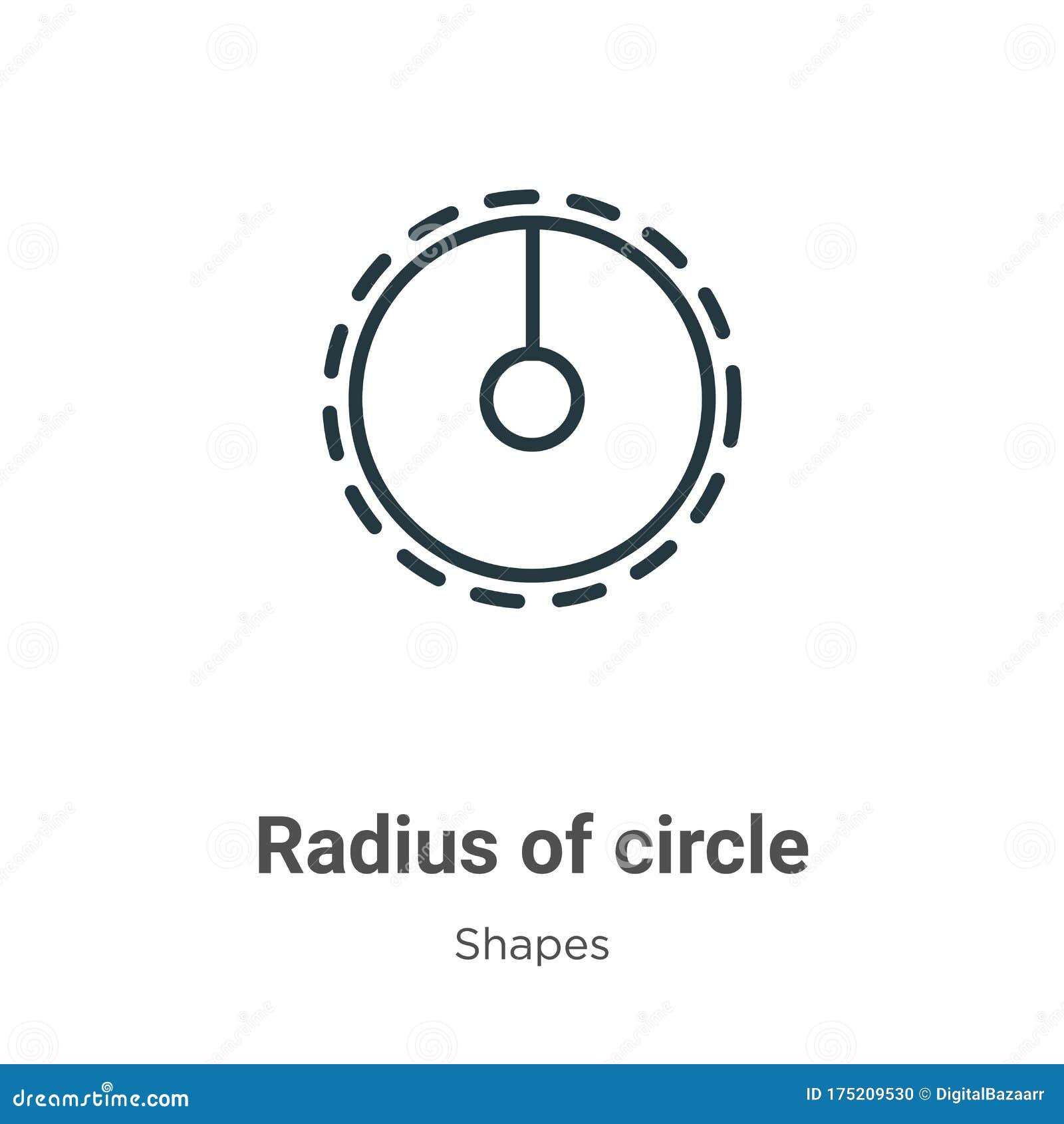 Radius of Circle Outline Vector Icon. Thin Line Black Radius of Circle ...