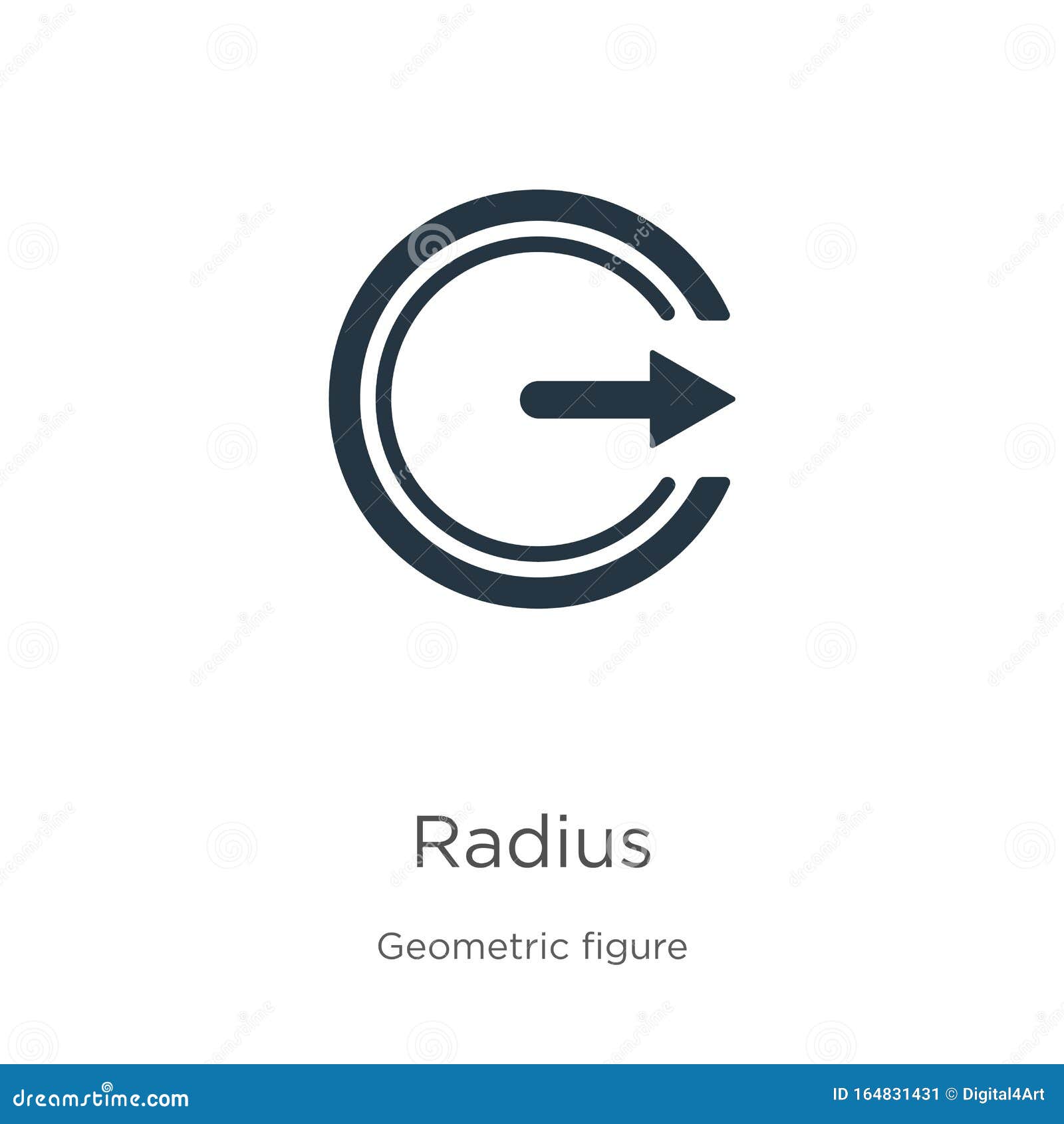 Radius Icon Vector. Trendy Flat Radius Icon from Geometry Collection ...