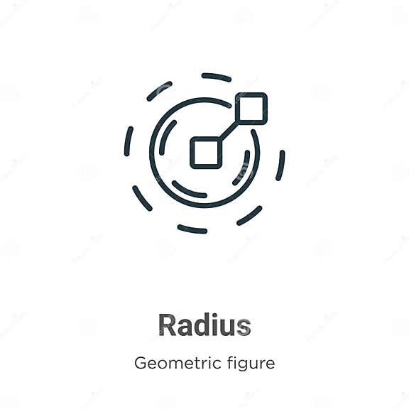 Radius Outline Vector Icon. Thin Line Black Radius Icon, Flat Vector ...