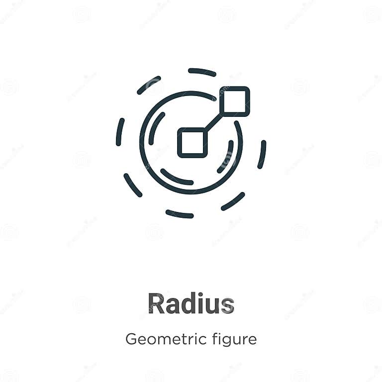 Radius Outline Vector Icon. Thin Line Black Radius Icon, Flat Vector ...