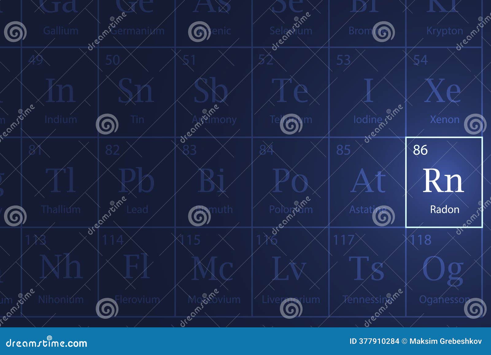 Radon On Periodic Table Of The Elements, With Element Symbol Rn Cartoon ...