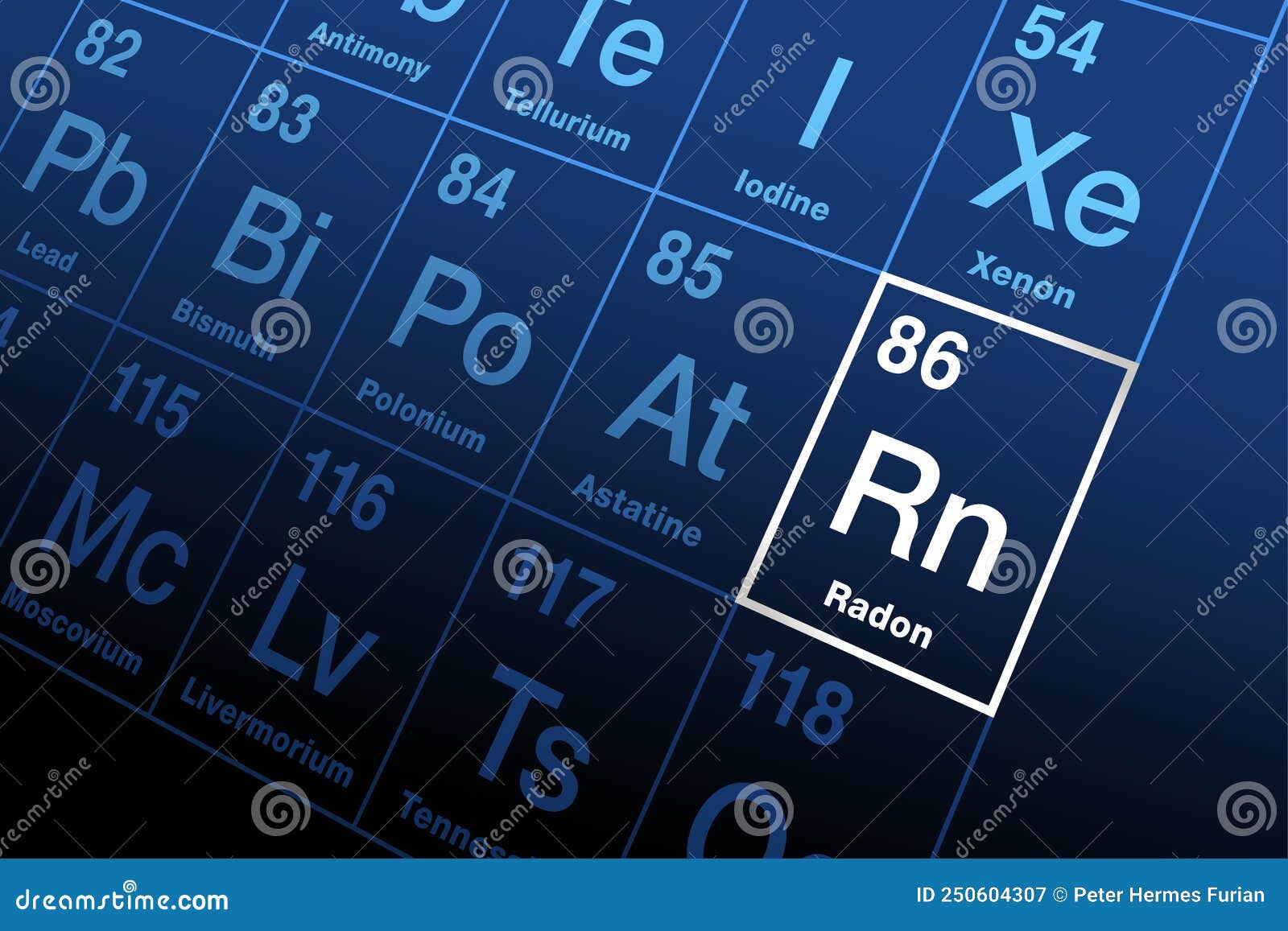 Radon On Periodic Table Of The Elements, With Element Symbol Rn Cartoon ...