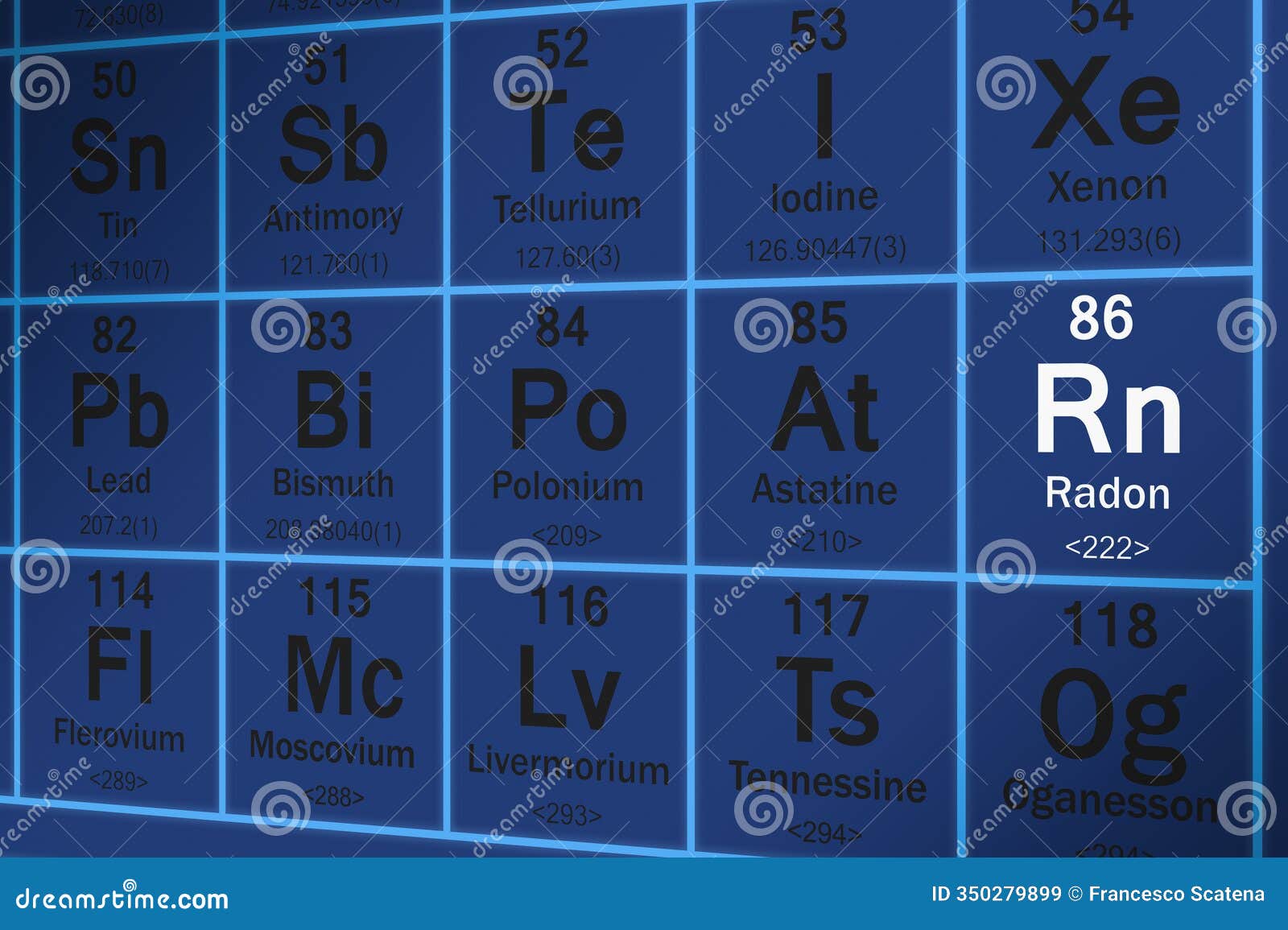 RADON GAS PERIODIC TABLE CONCEPT with the Mendeleev Periodic Table of ...
