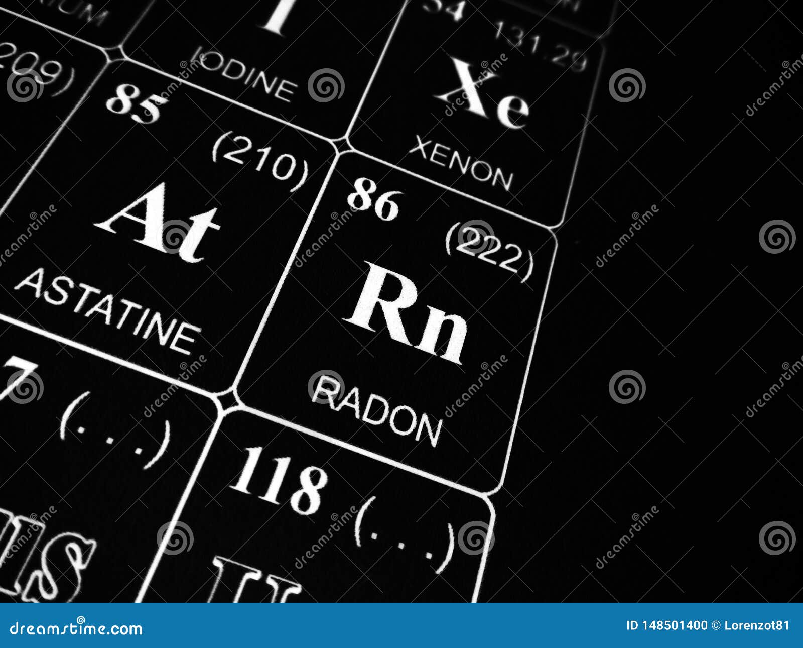 Radon on the Periodic Table of the Elements Stock Photo - Image of ...