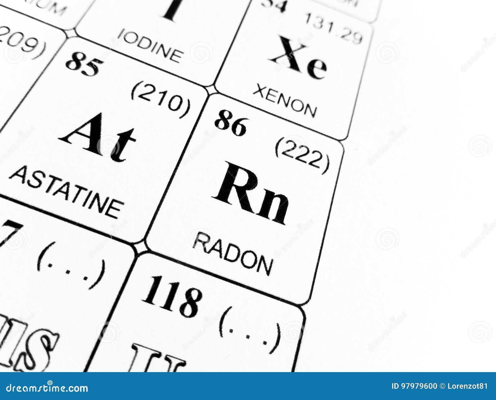 Radon on the Periodic Table of the Elements Stock Photo - Image of ...