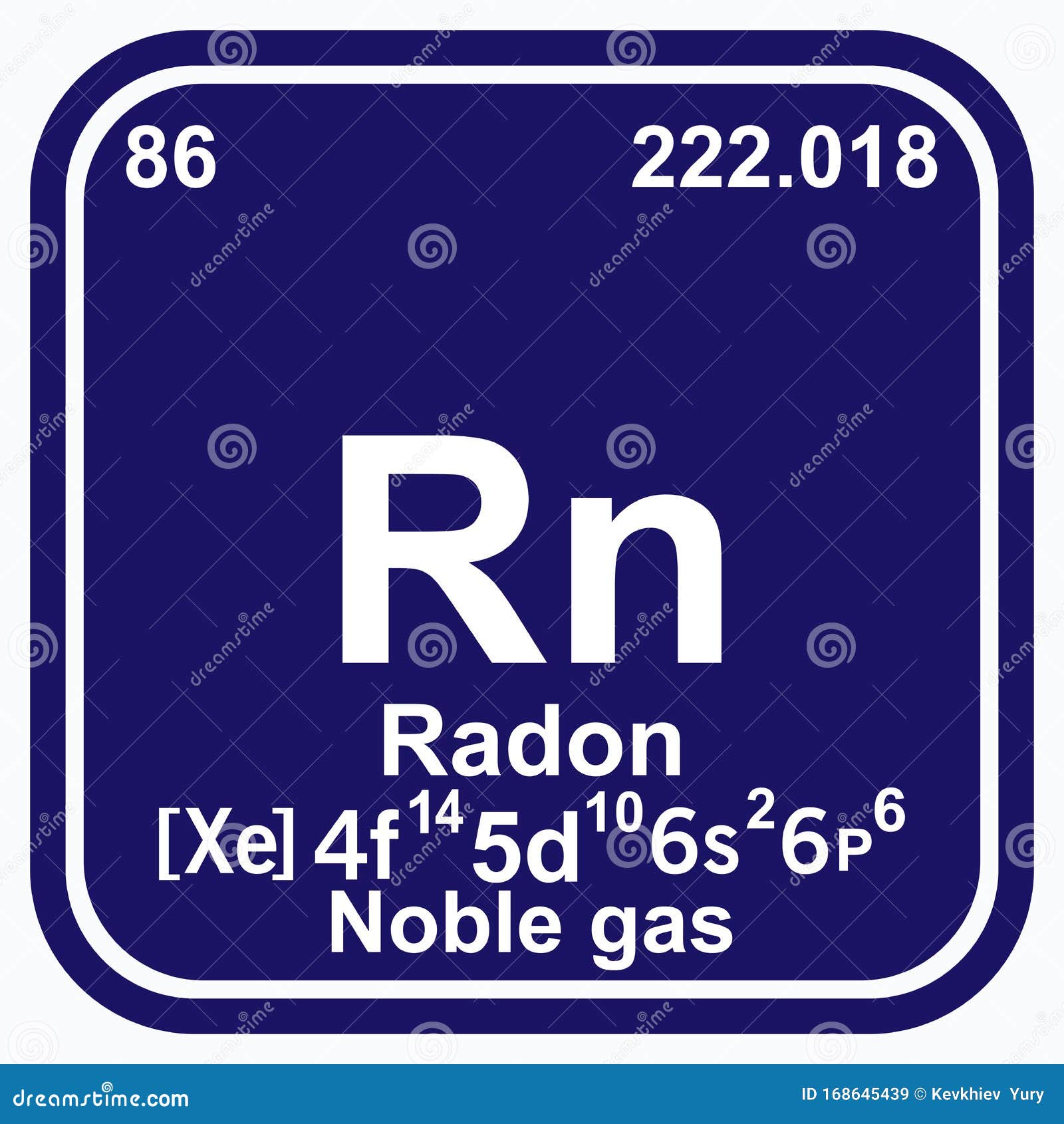 Radon Periodic Table of the Elements Vector Illustration Eps 10 Stock ...