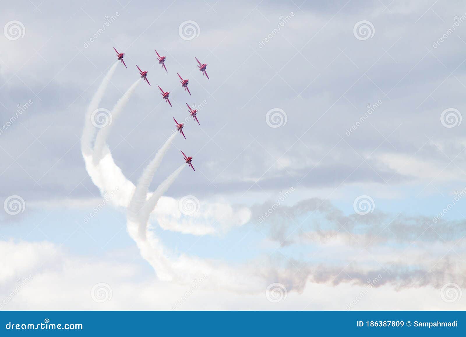 RAF Red Arrow Display editorial stock image. Image of aerobatics ...