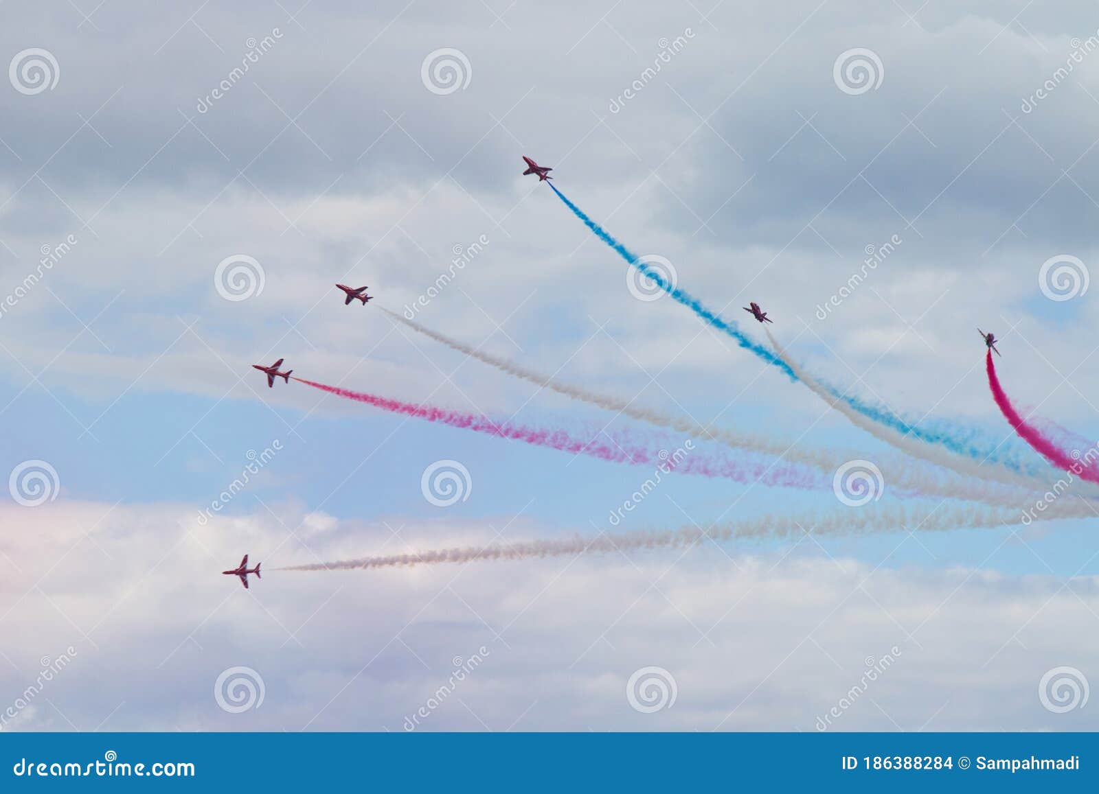 RAF Red Arrow Display editorial stock image. Image of aerobatics ...