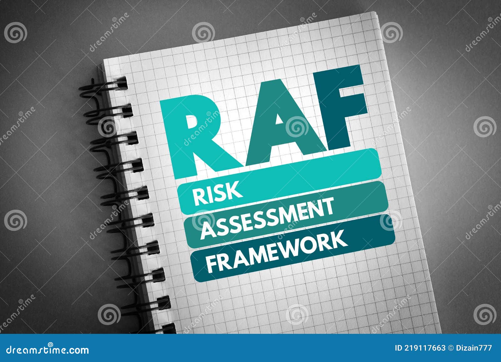 RAF - Risk Assessment Framework Acronym on Notepad, Business Concept ...