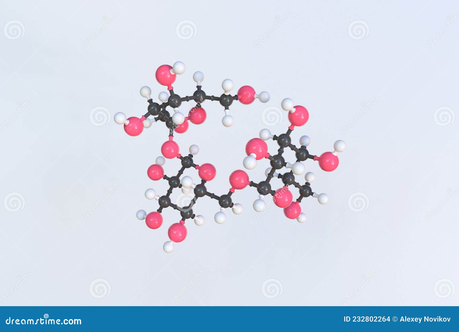 Raffinose Molecule Made with Balls, Isolated Molecular Model. 3D ...