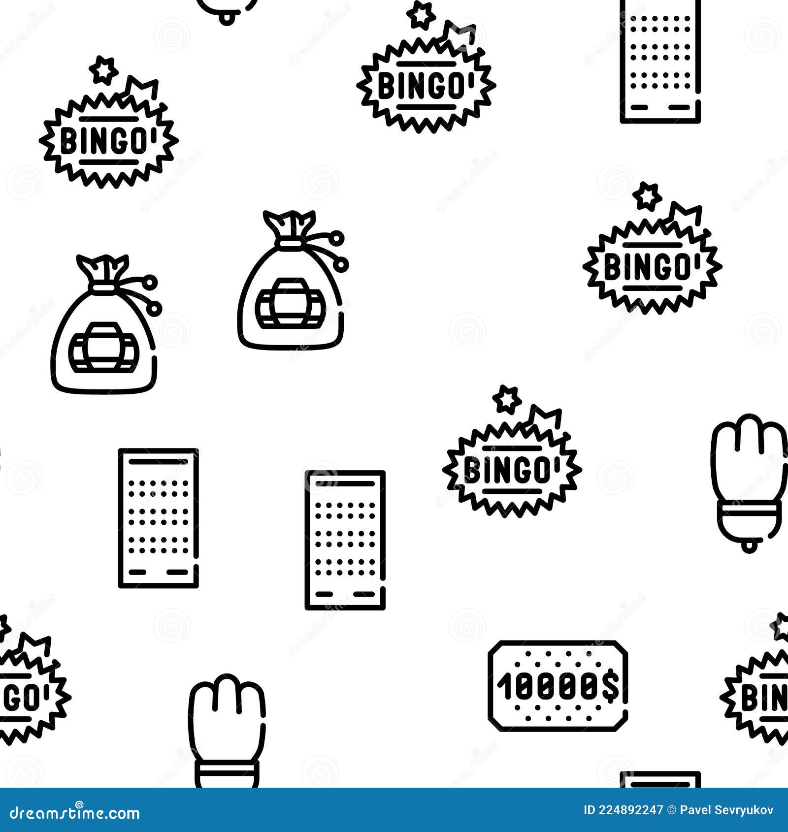 Raffle Lottery Game Vector Seamless Pattern Stock Vector - Illustration ...