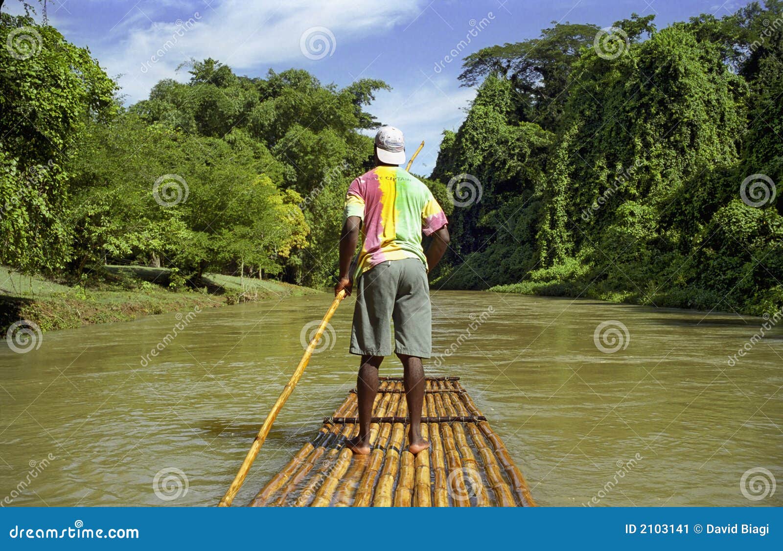 Raft Captain on Calm River stock image. Image of native - 2103141