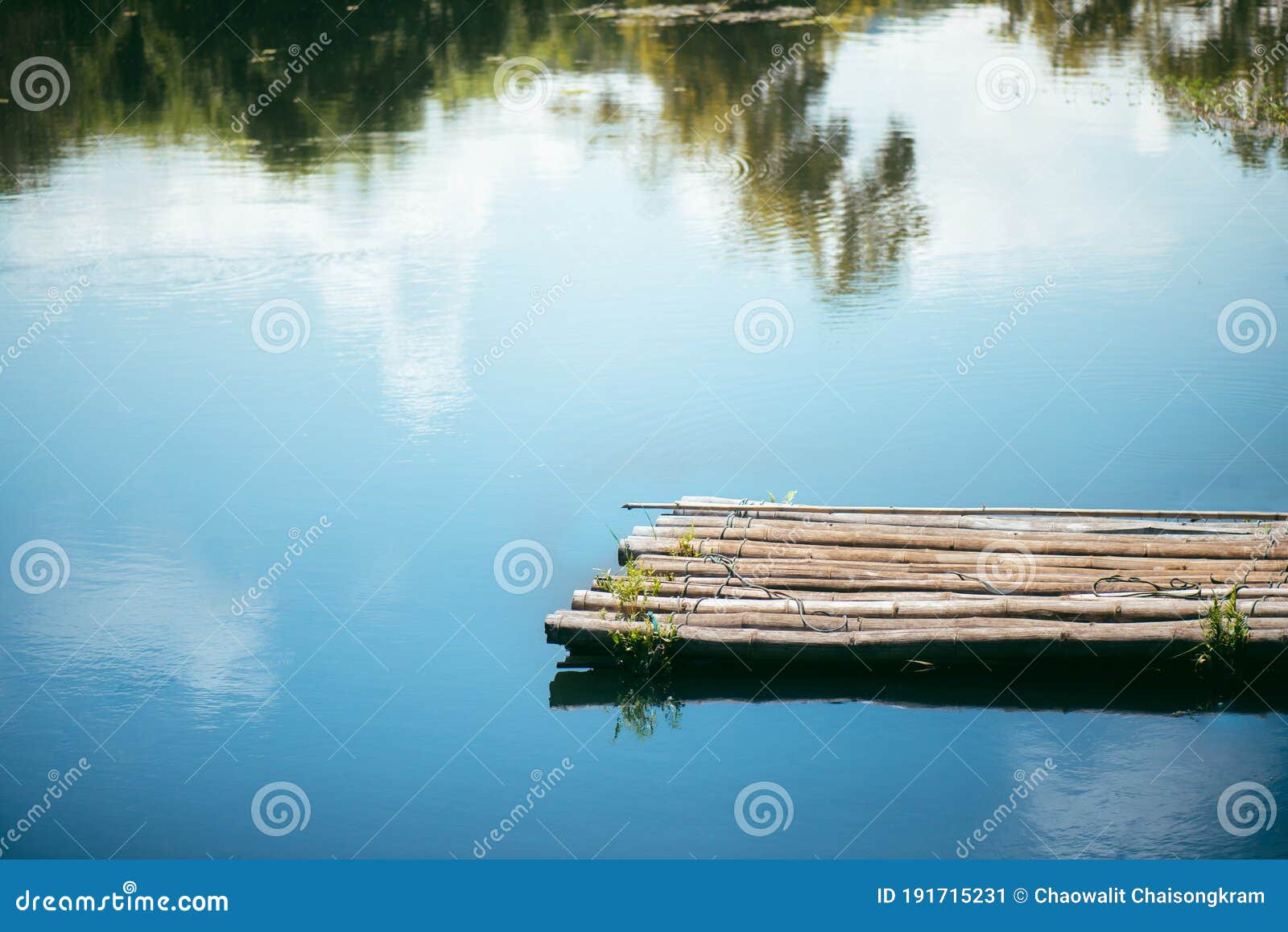 Raft is Empty Floating on the Lake. Stock Image - Image of lake ...