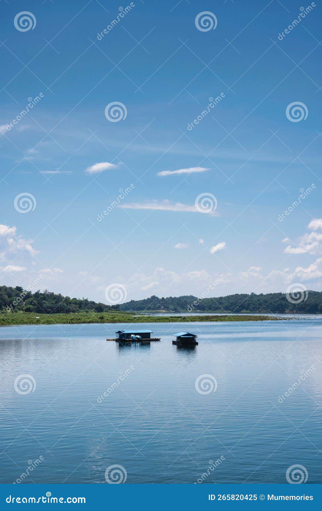 Raft Floating on the Dam in the Valley on Bright Day Stock Image ...