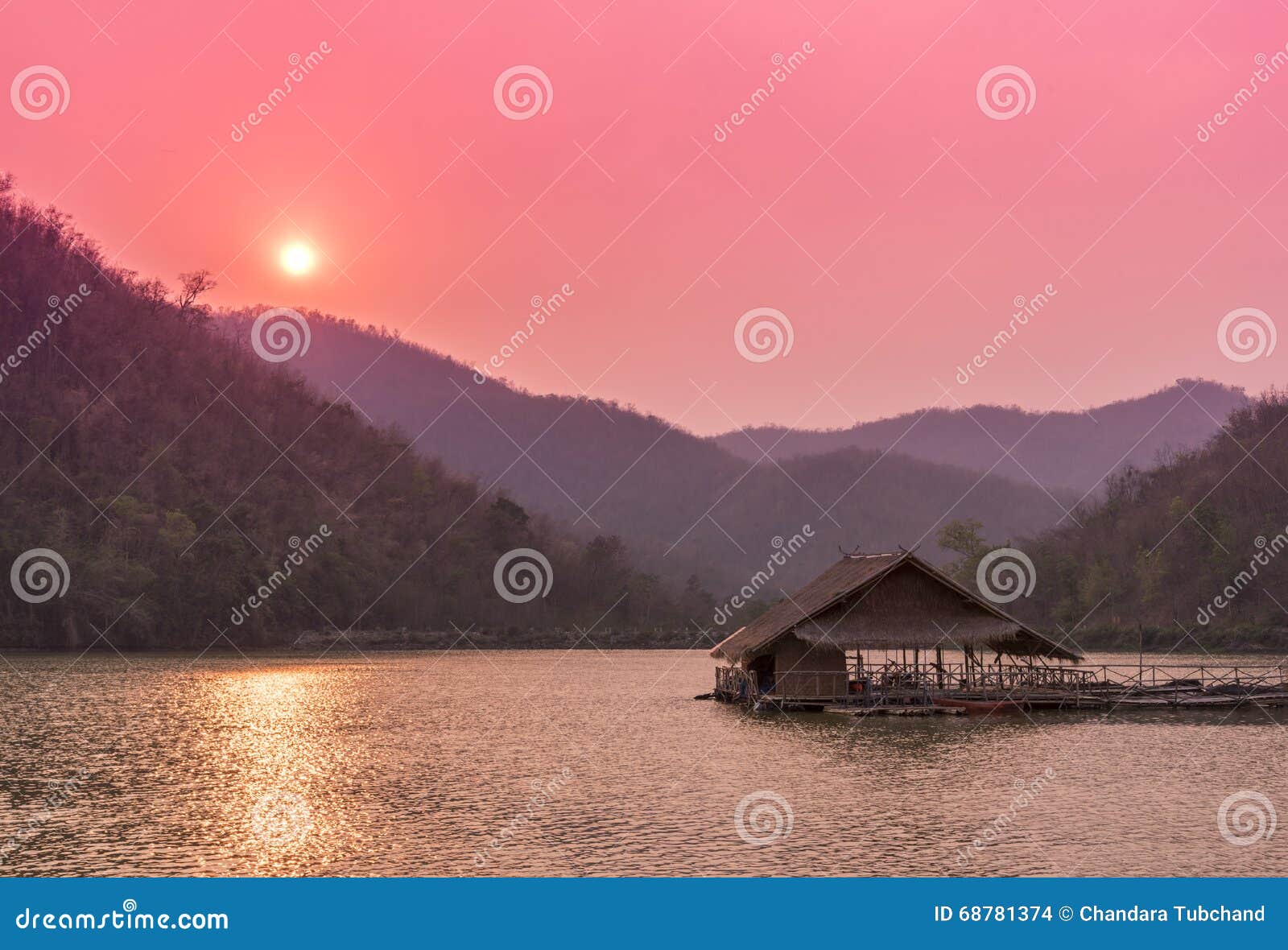 Raft Floating on the River after Sunset Time Stock Photo - Image of ...