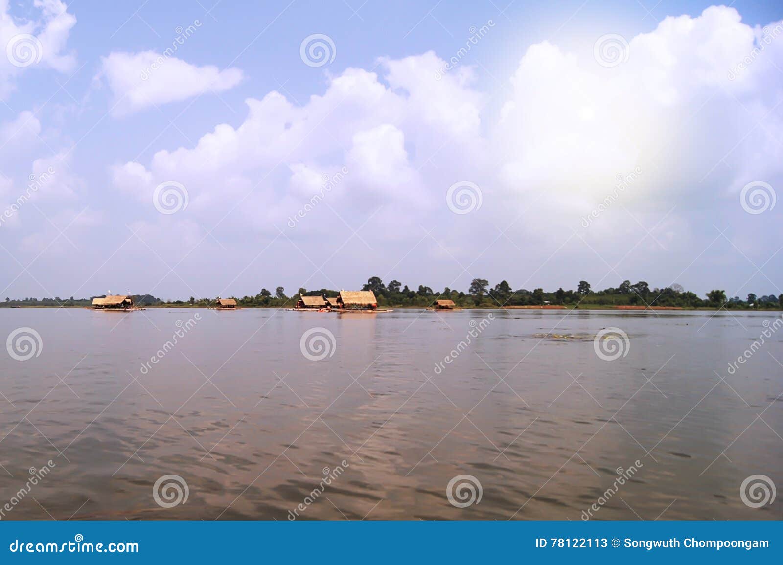 Raft Many in the Big Lake Landscape Sky Backdrop. Sunlight Stock Image ...