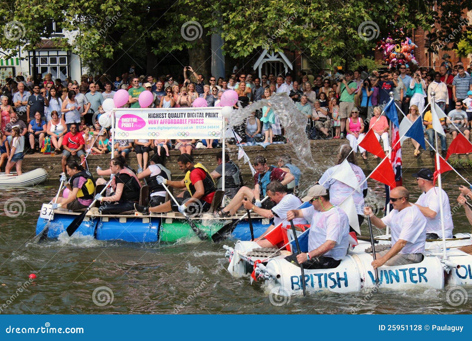 Raft races on the river editorial stock photo. Image of happy - 25951128