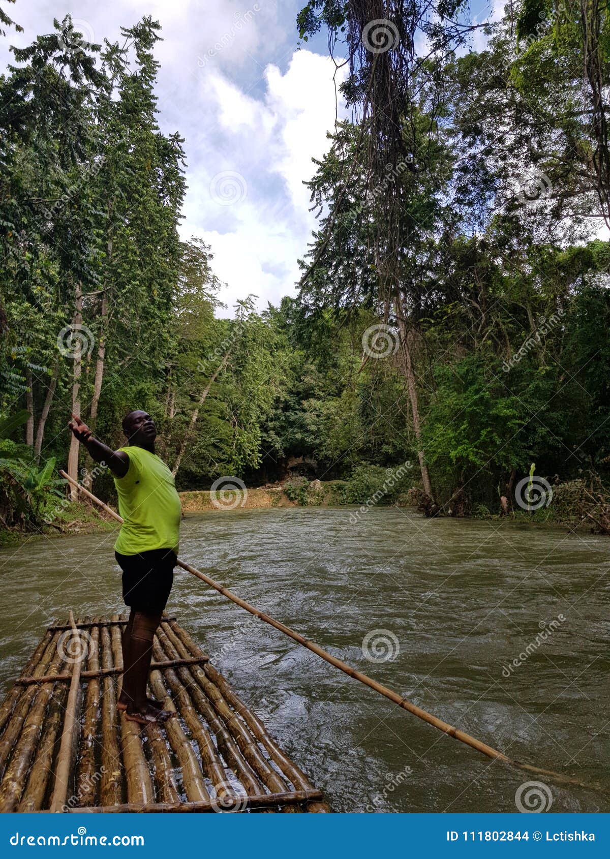 Raft on the River, Man and a Lot of Trees Editorial Stock Image - Image ...