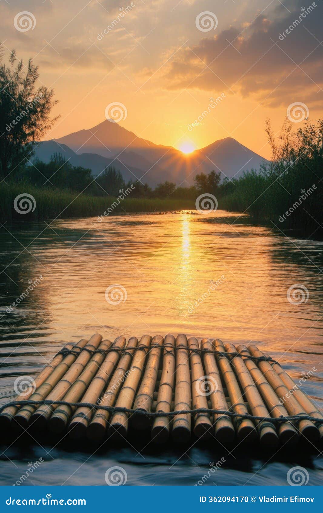 Raft on River during Sunset Stock Photo - Image of sports, leisure ...