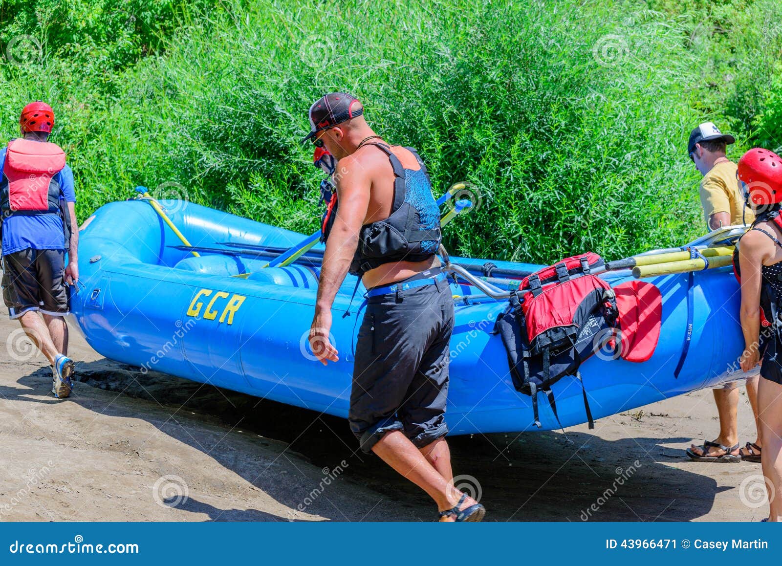 Rafters Carrying an Inflatable Raft Editorial Photo - Image of helmet ...