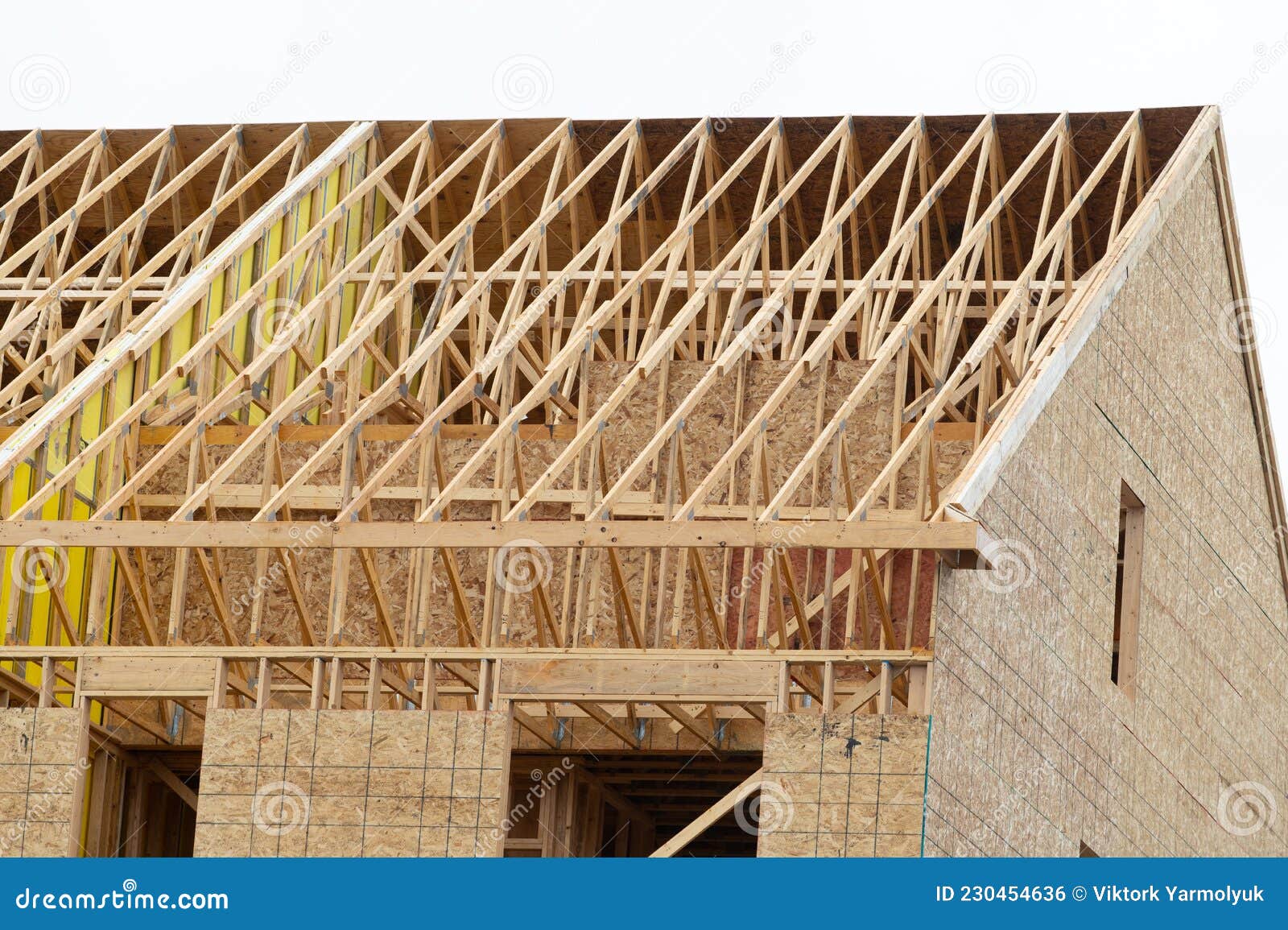 Rafters of a New House Under Construction Roof Stock Photo - Image of ...