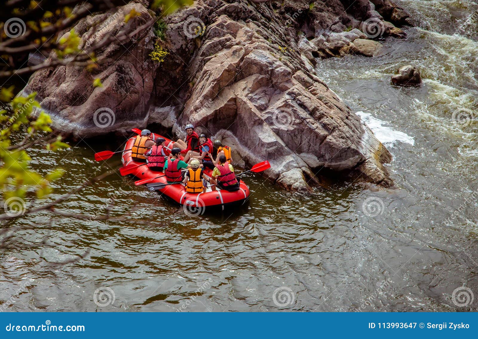 Rafting Boat on the Fast Mountain River. Southern Bug. Ukraine ...