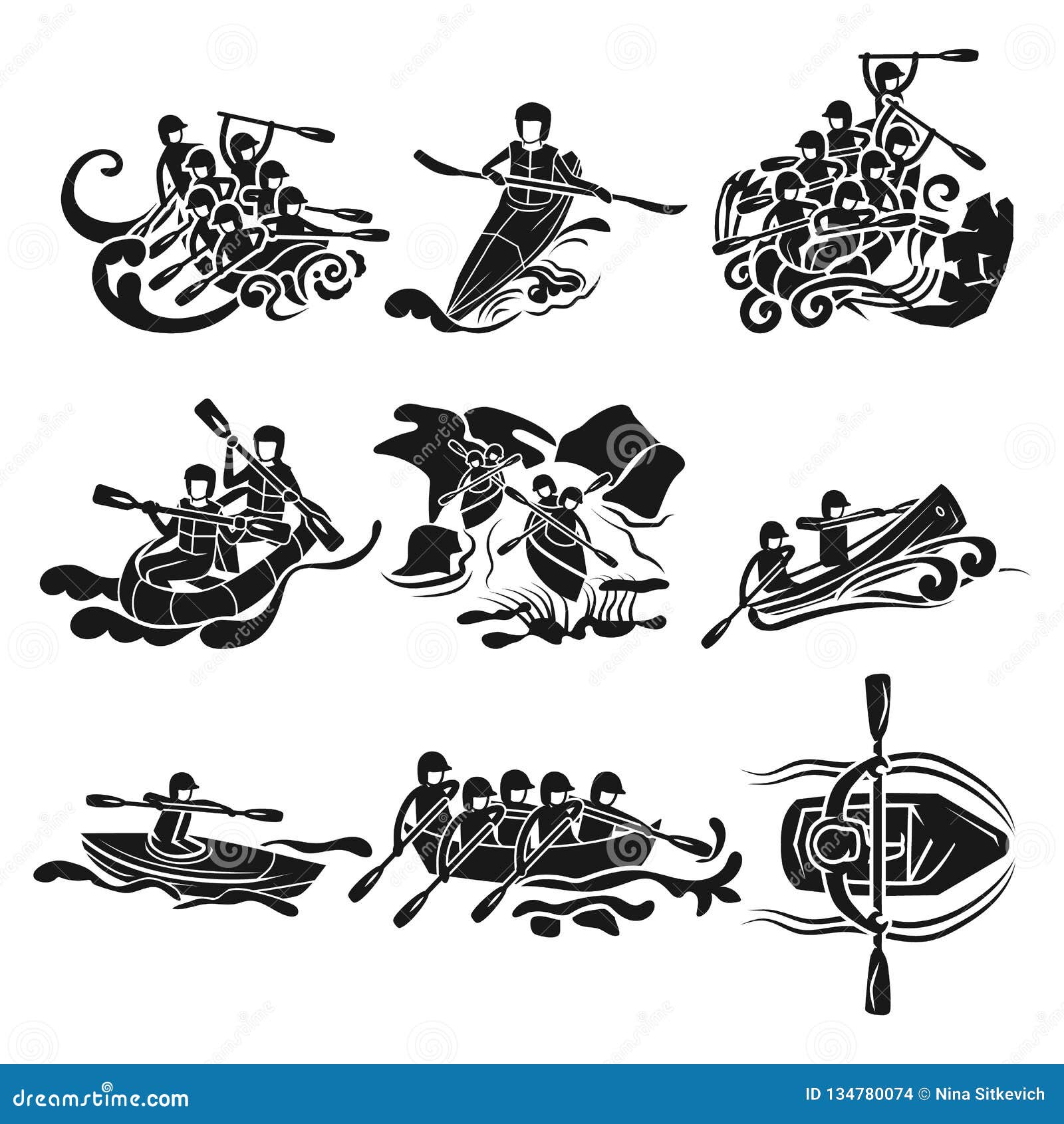 Rafting Icon Set, Simple Style Stock Vector - Illustration of black ... Rafting Icon Set, Simple Style Stock Vector - Illustration of black ...