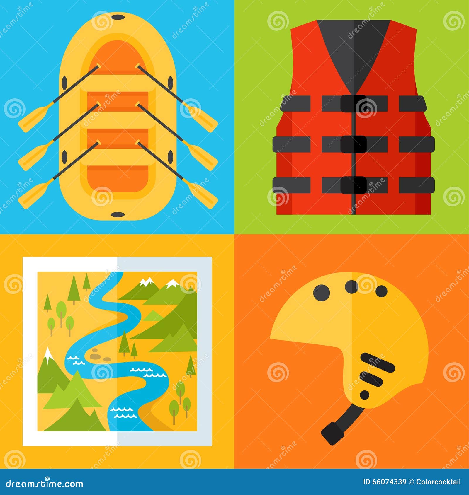 Rafting icons stock vector. Illustration of active, dangerous - 66074339