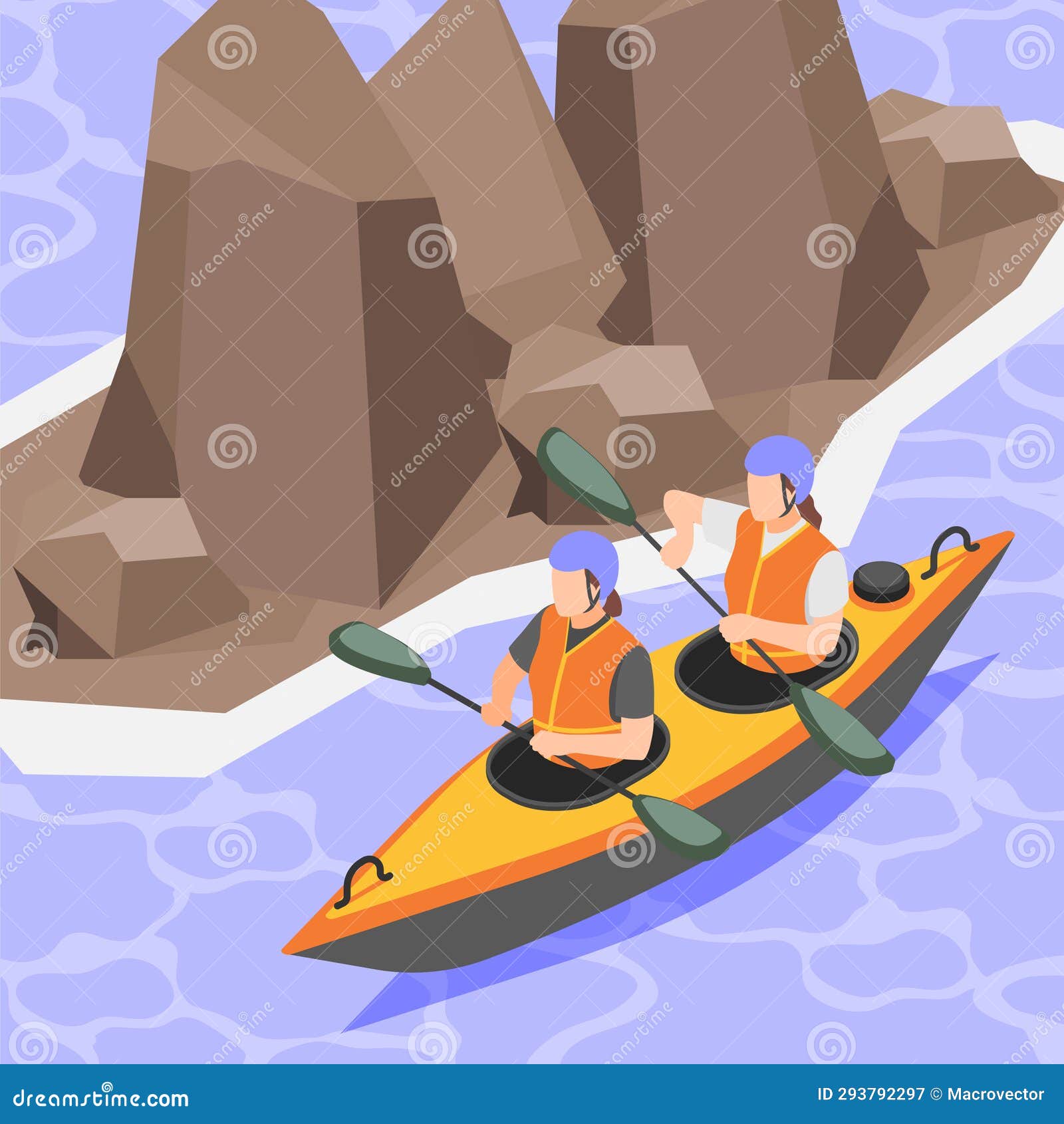 Rafting Isometric Composition Stock Vector - Illustration of water ...