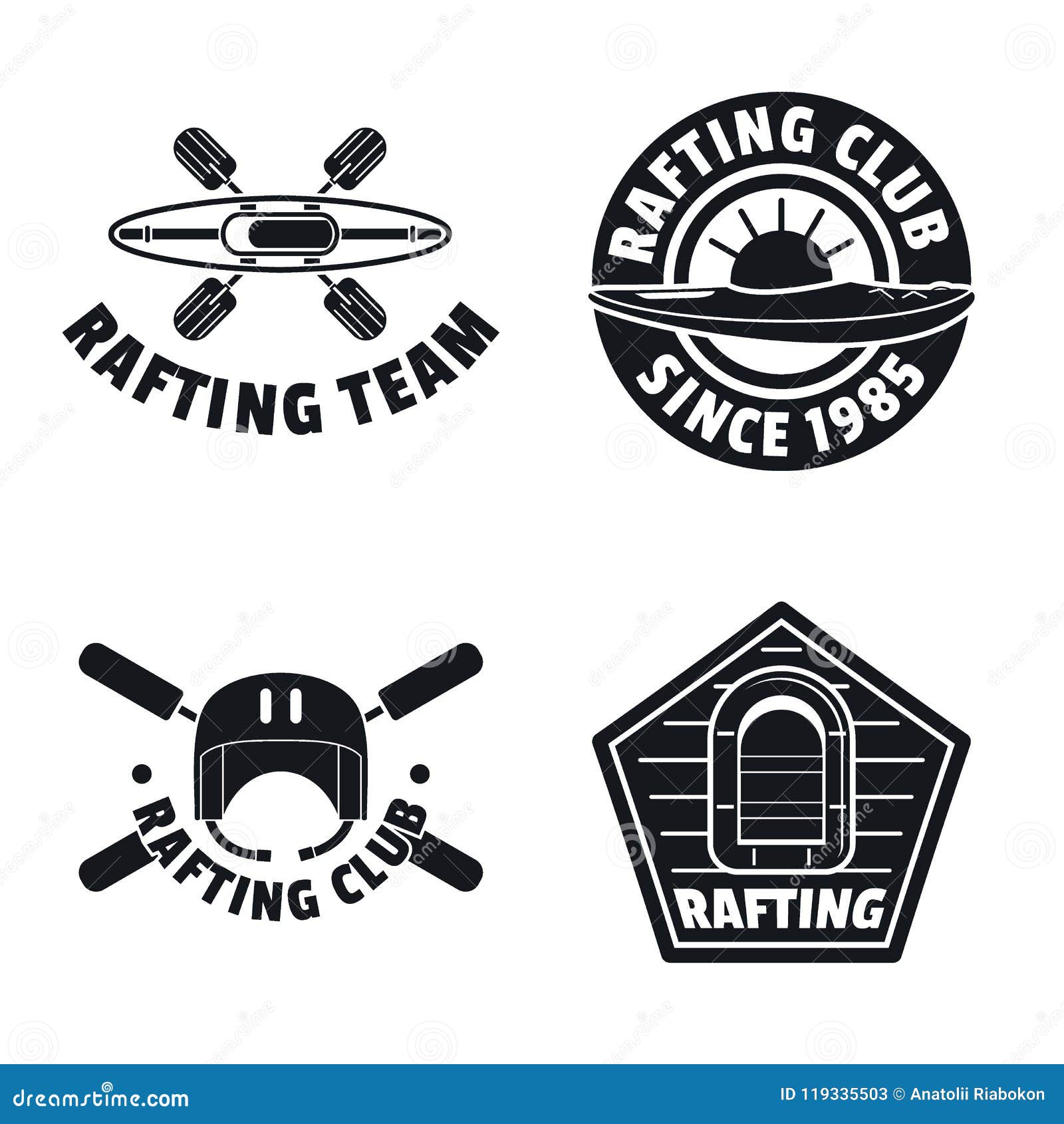 Rafting Kayak Canoe Logo Icons Set, Simple Style Stock Vector ... Rafting Kayak Canoe Logo Icons Set, Simple Style Stock Vector ...