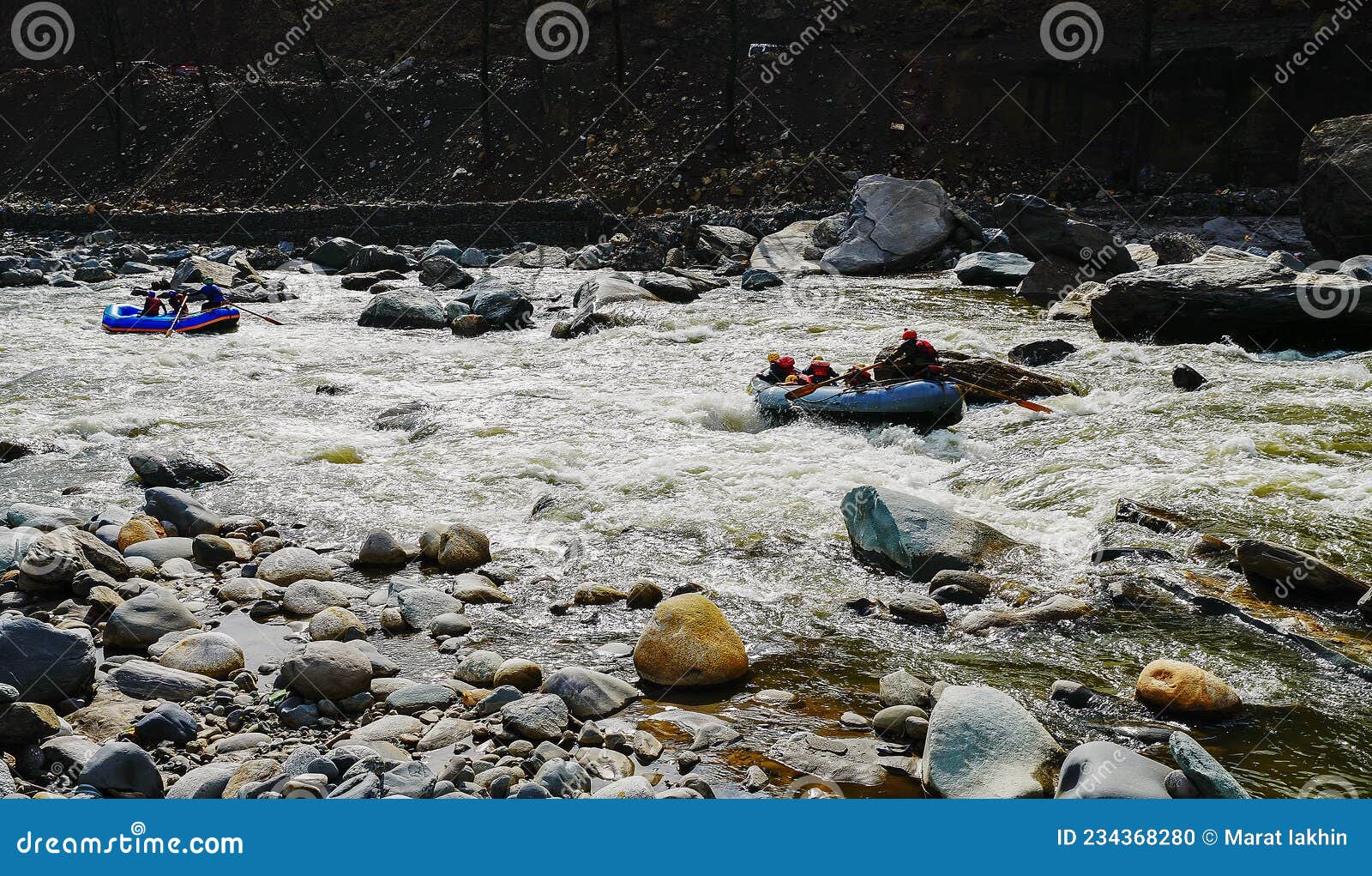 Raftingon Beas River in Sunny Winterday , Kullu ,India Stock Photo ...